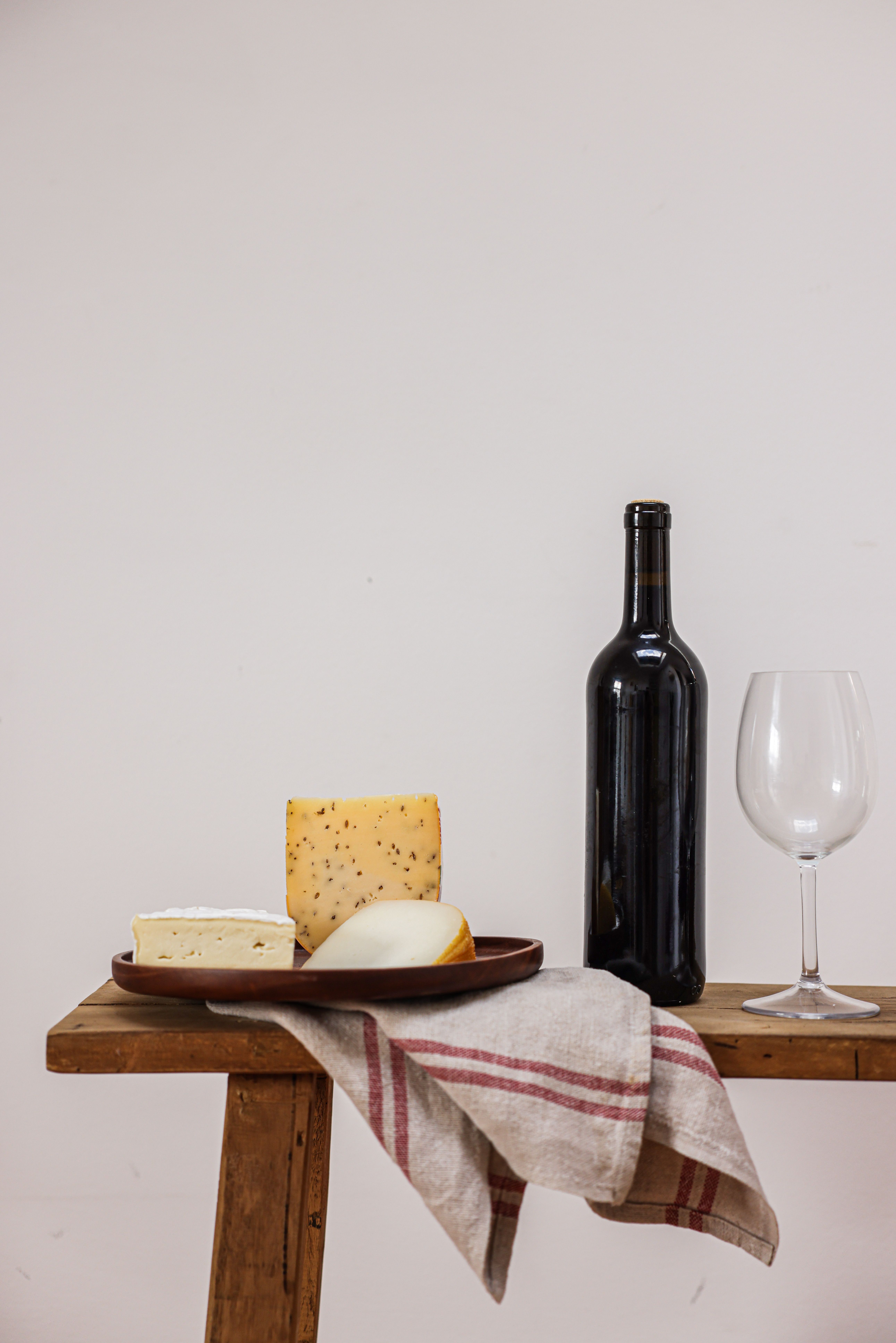 Cheese by Wine Bottle · Free Stock Photo