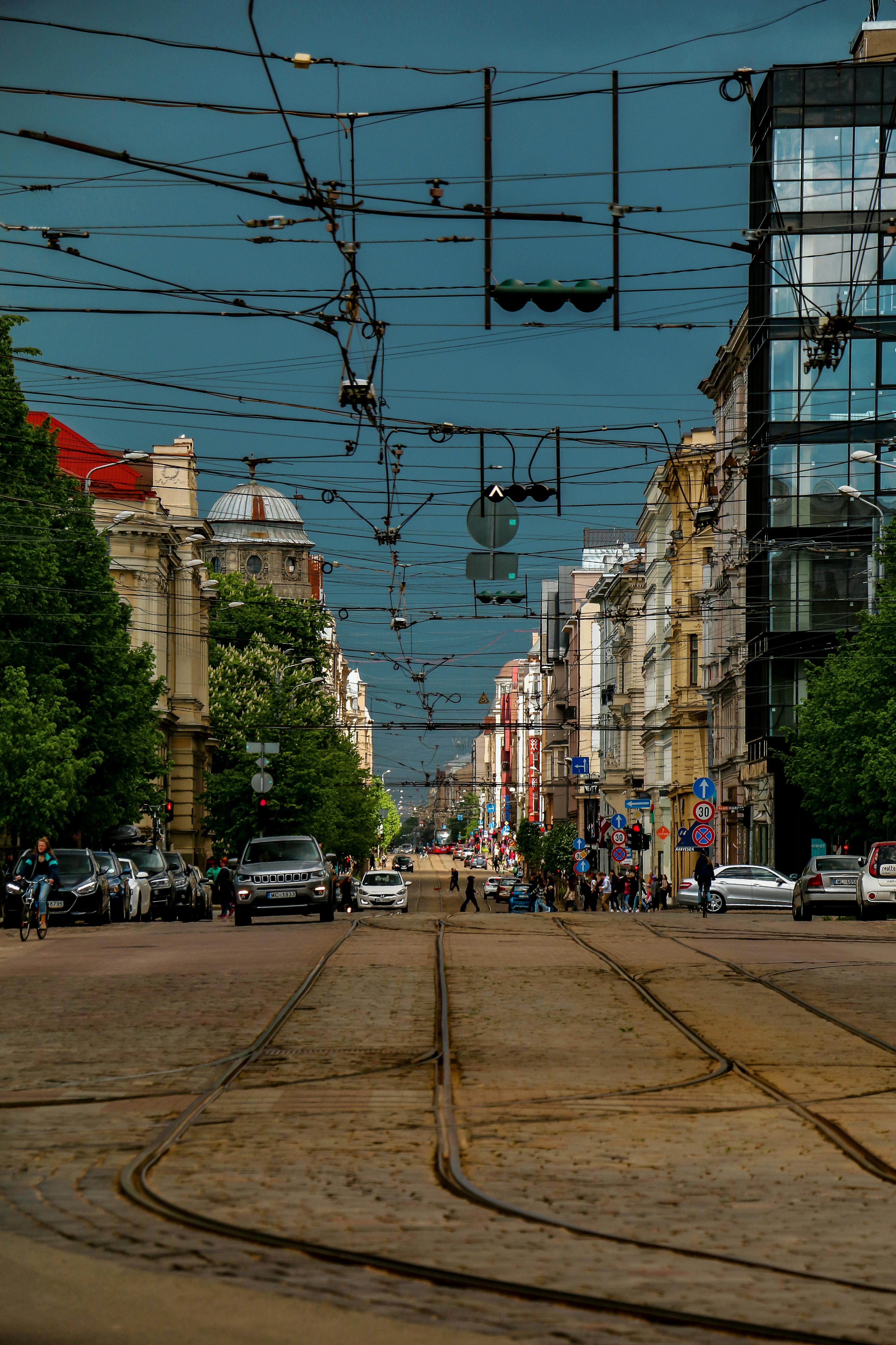 A Road with a Tramway Track · Free Stock Photo