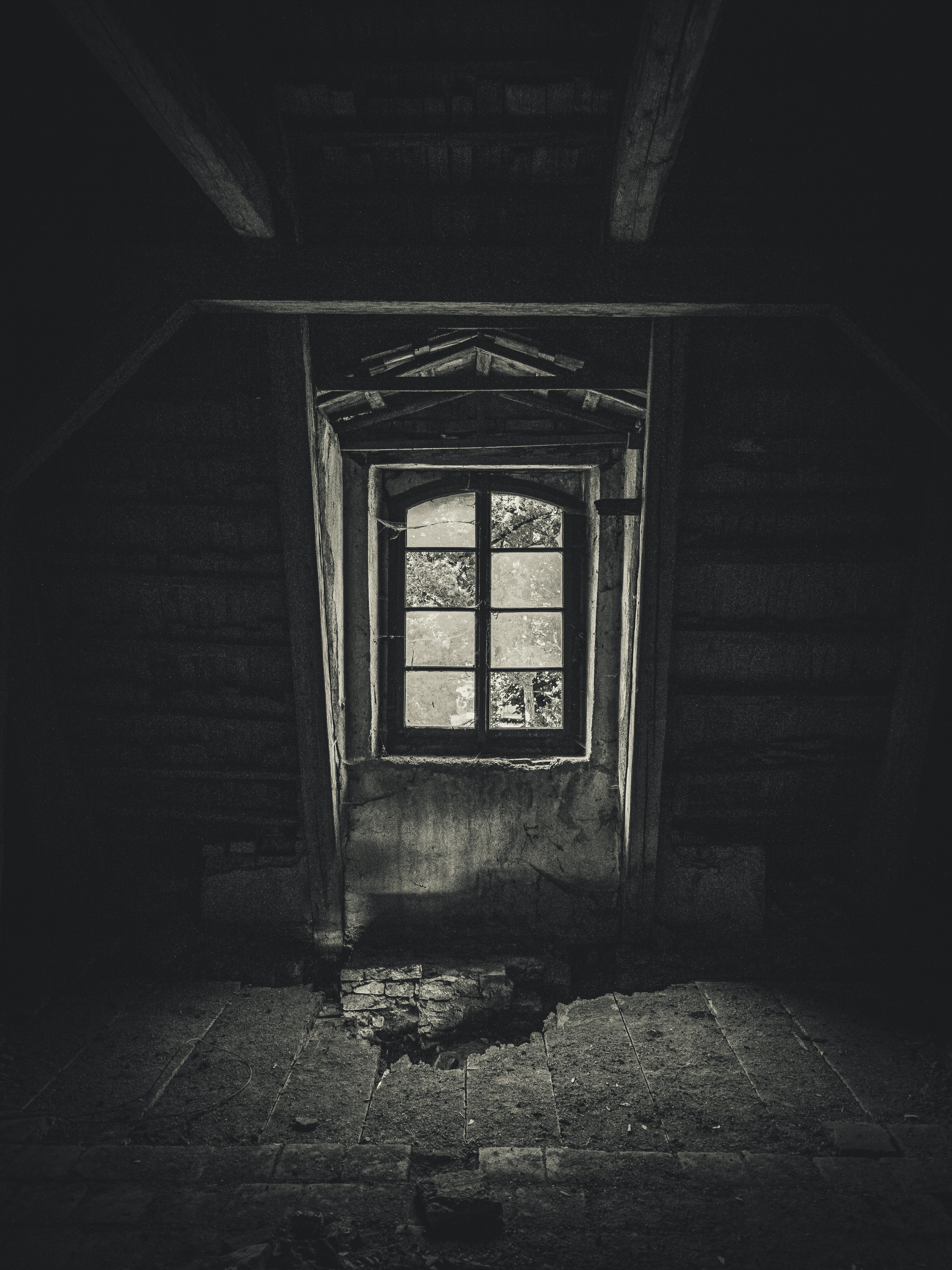 Grayscale Photo of a Window · Free Stock Photo