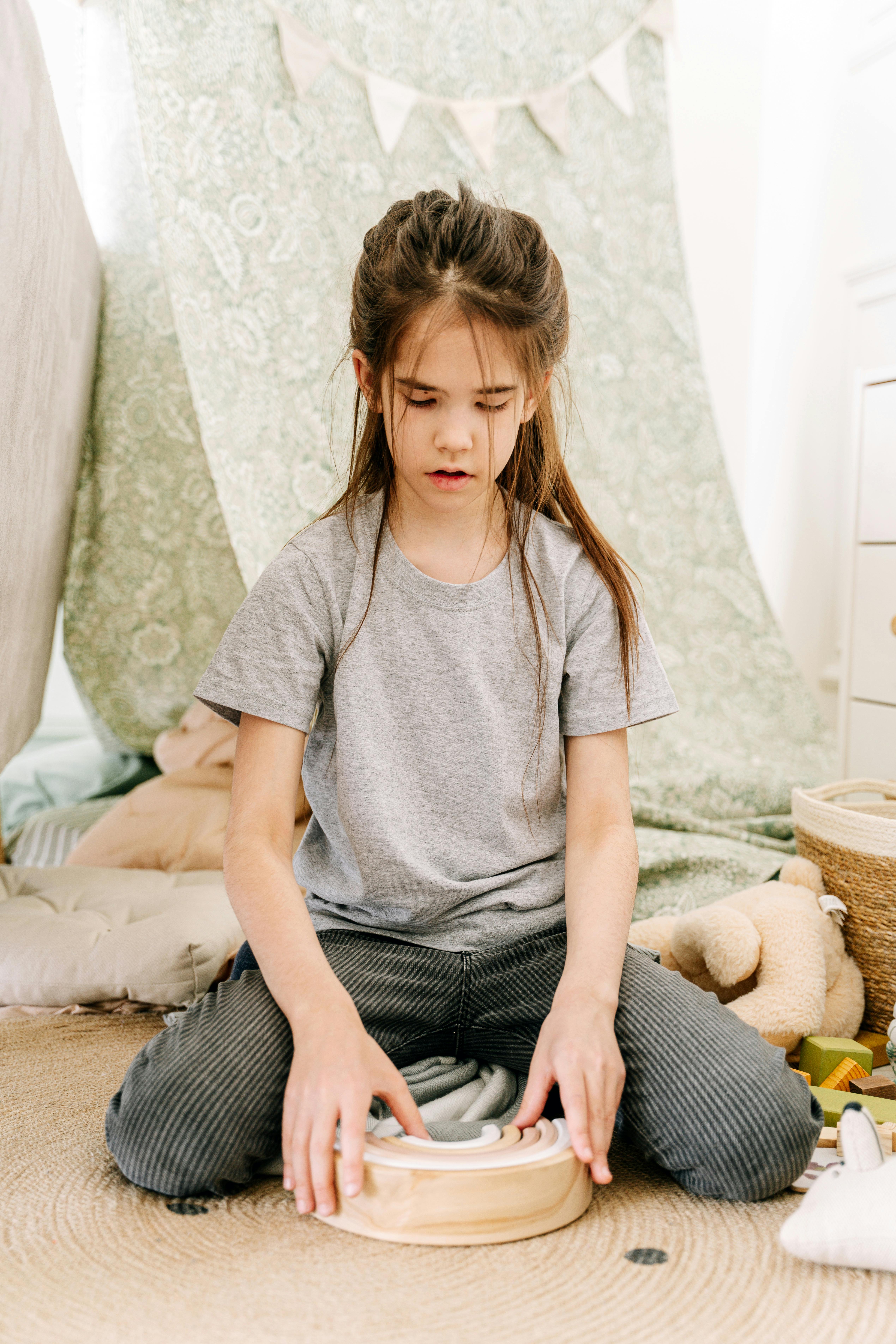 A Girl in Gray Shirt · Free Stock Photo