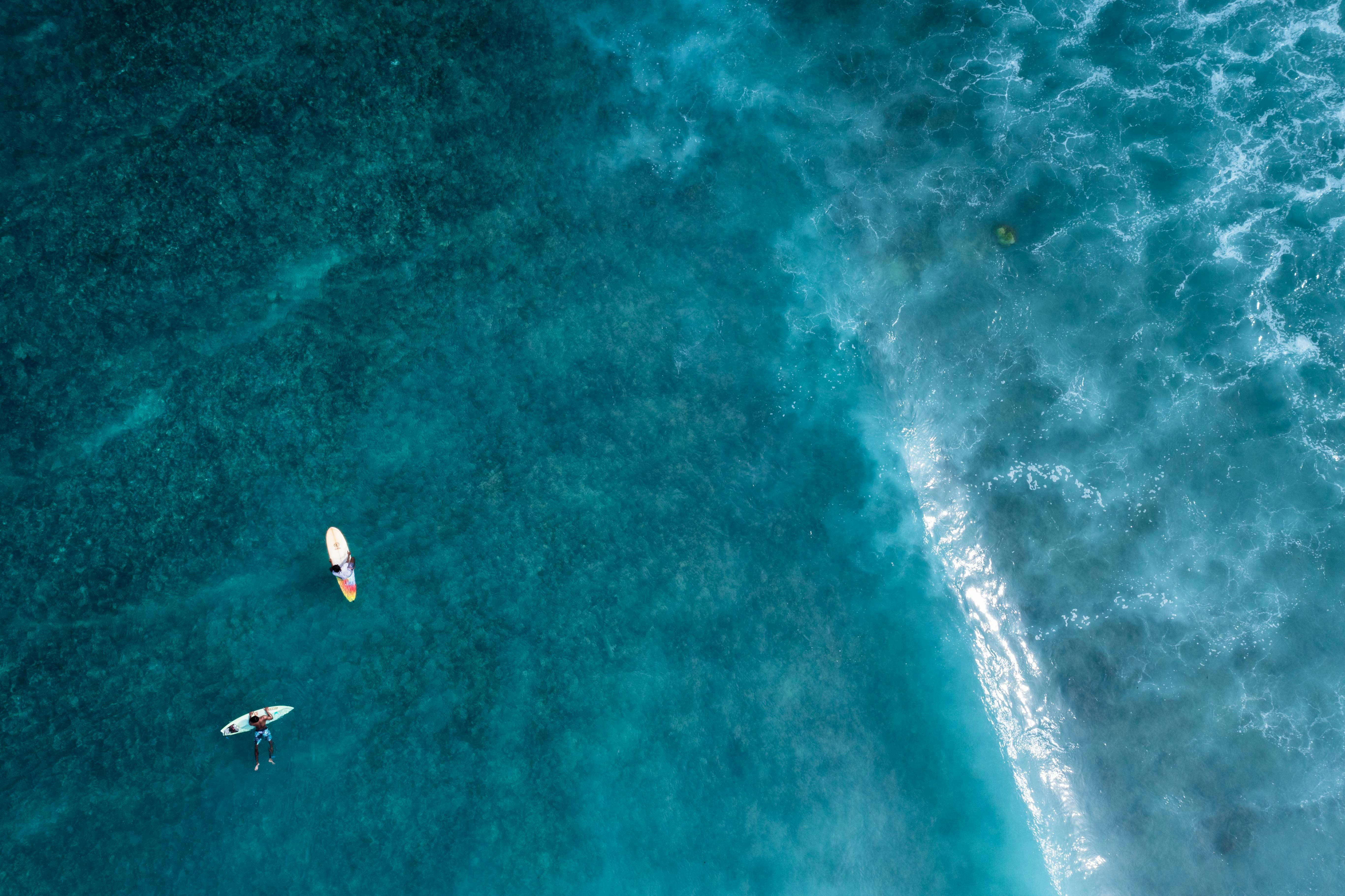 Aerial View of People Surfing on Sea · Free Stock Photo