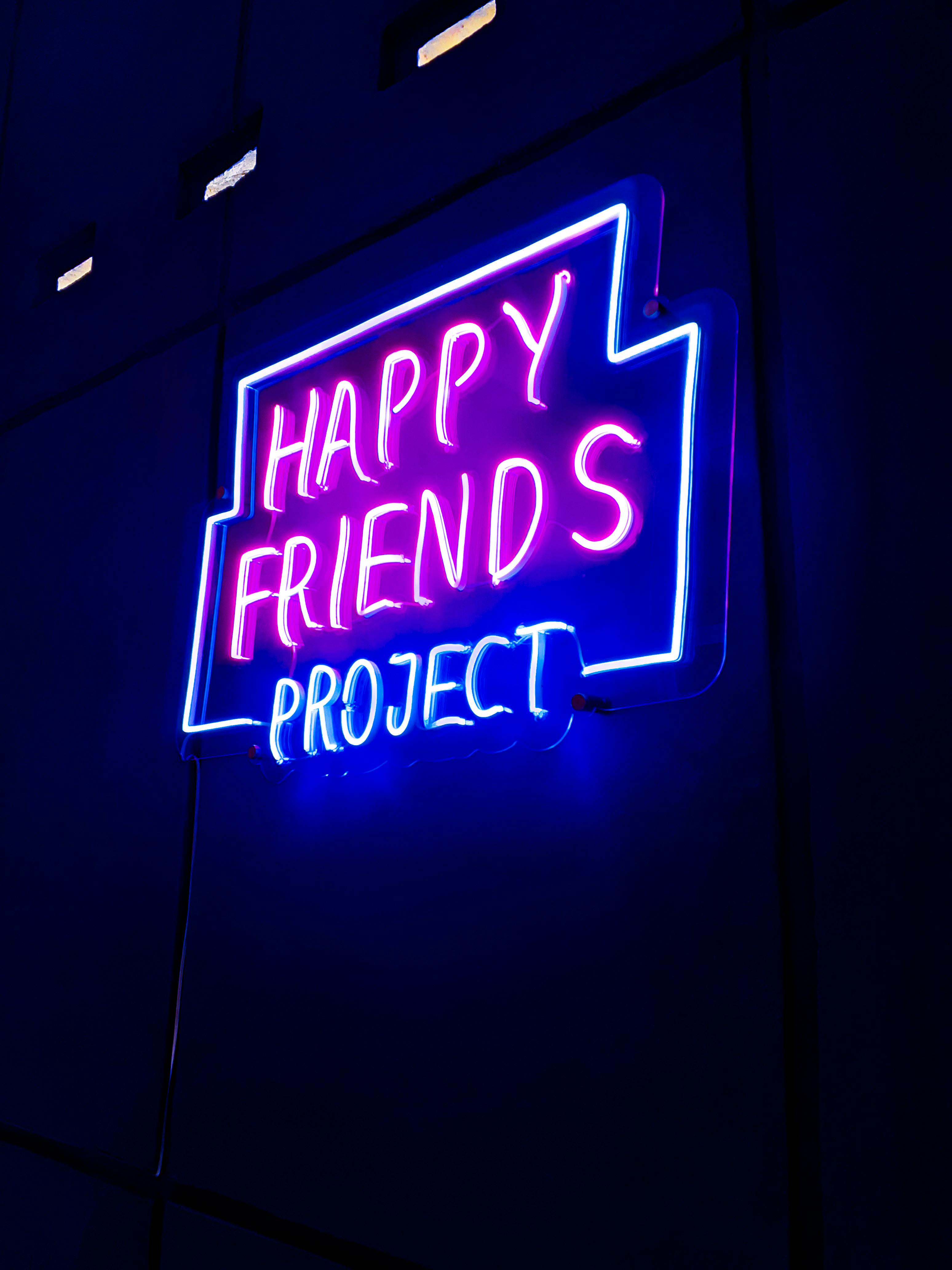 Lighted Neon Signage of Happy Friends Project · Free Stock Photo