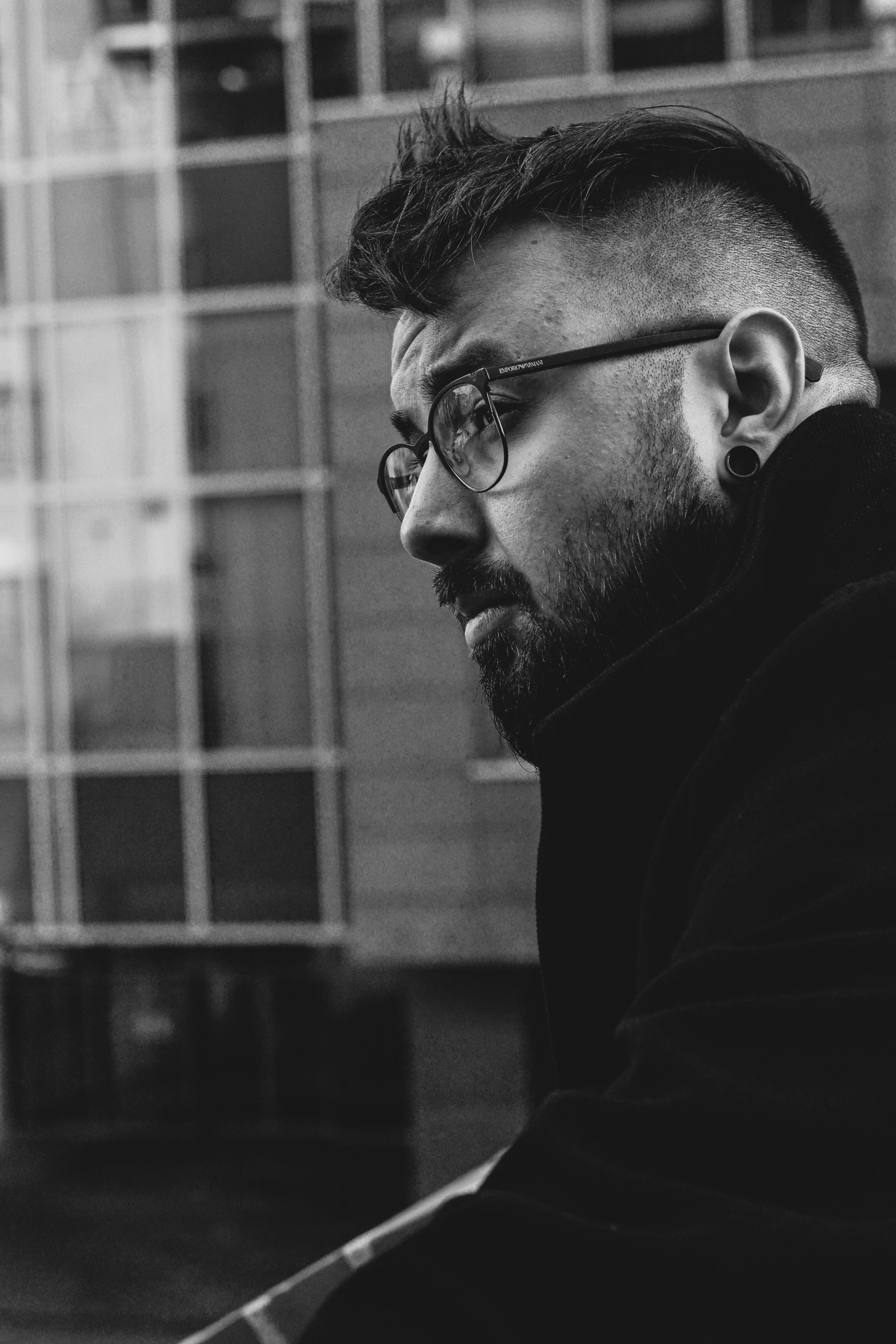 Grayscale Photo of a Man's Face · Free Stock Photo