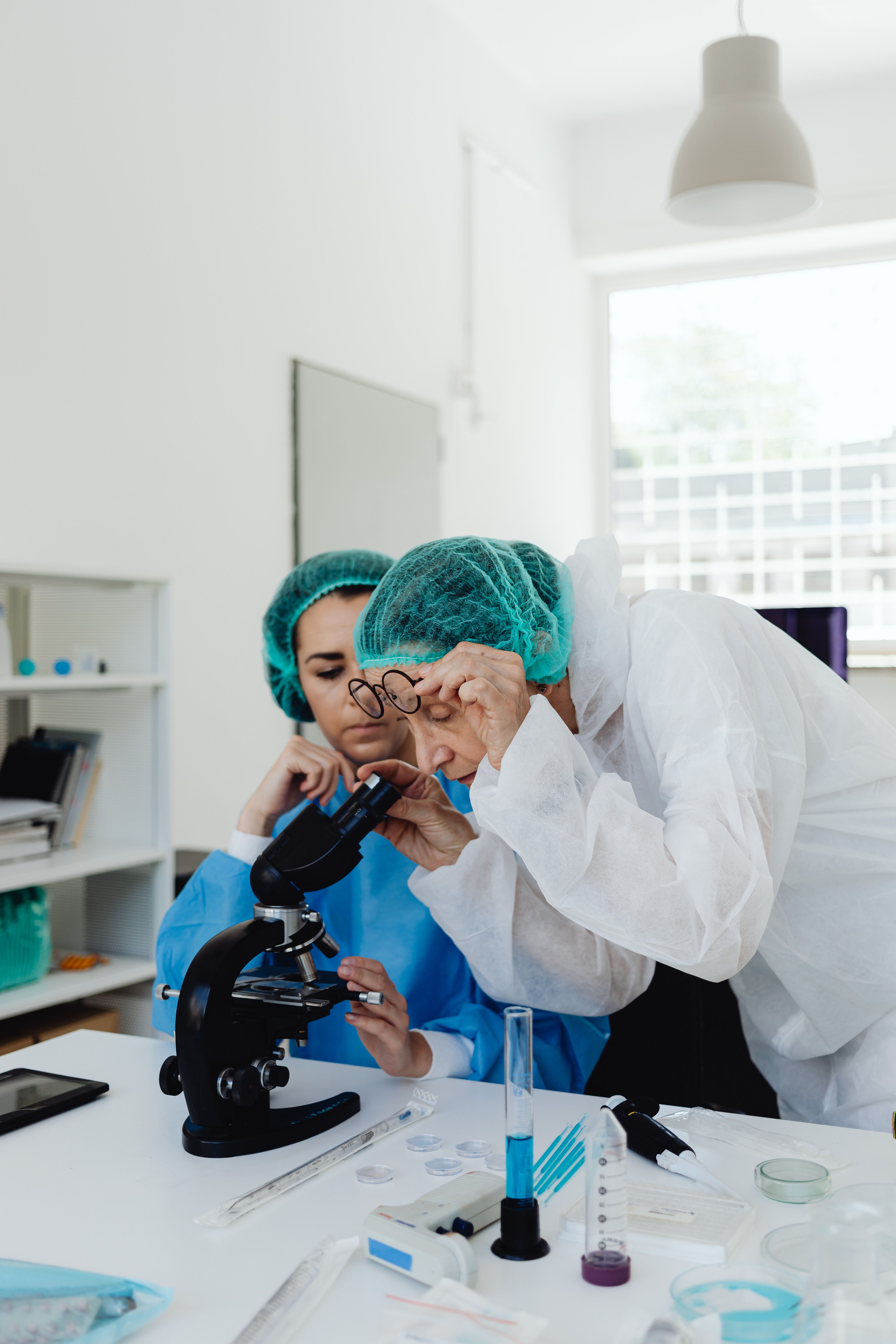 People in the Laboratory Looking at the Microscope · Free Stock Photo