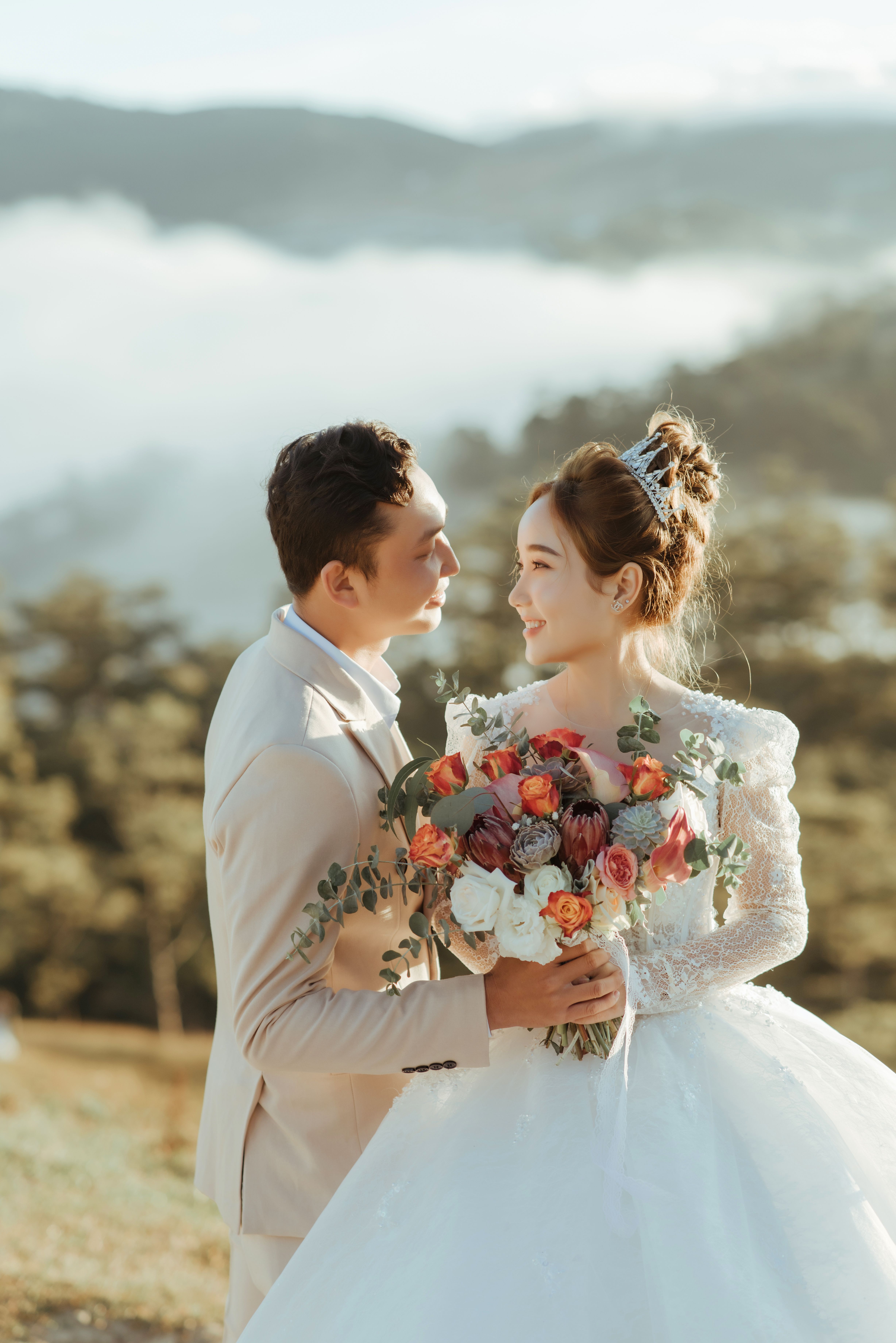 Portrait of Beautiful Bride and Groom Outdoors · Free Stock Photo