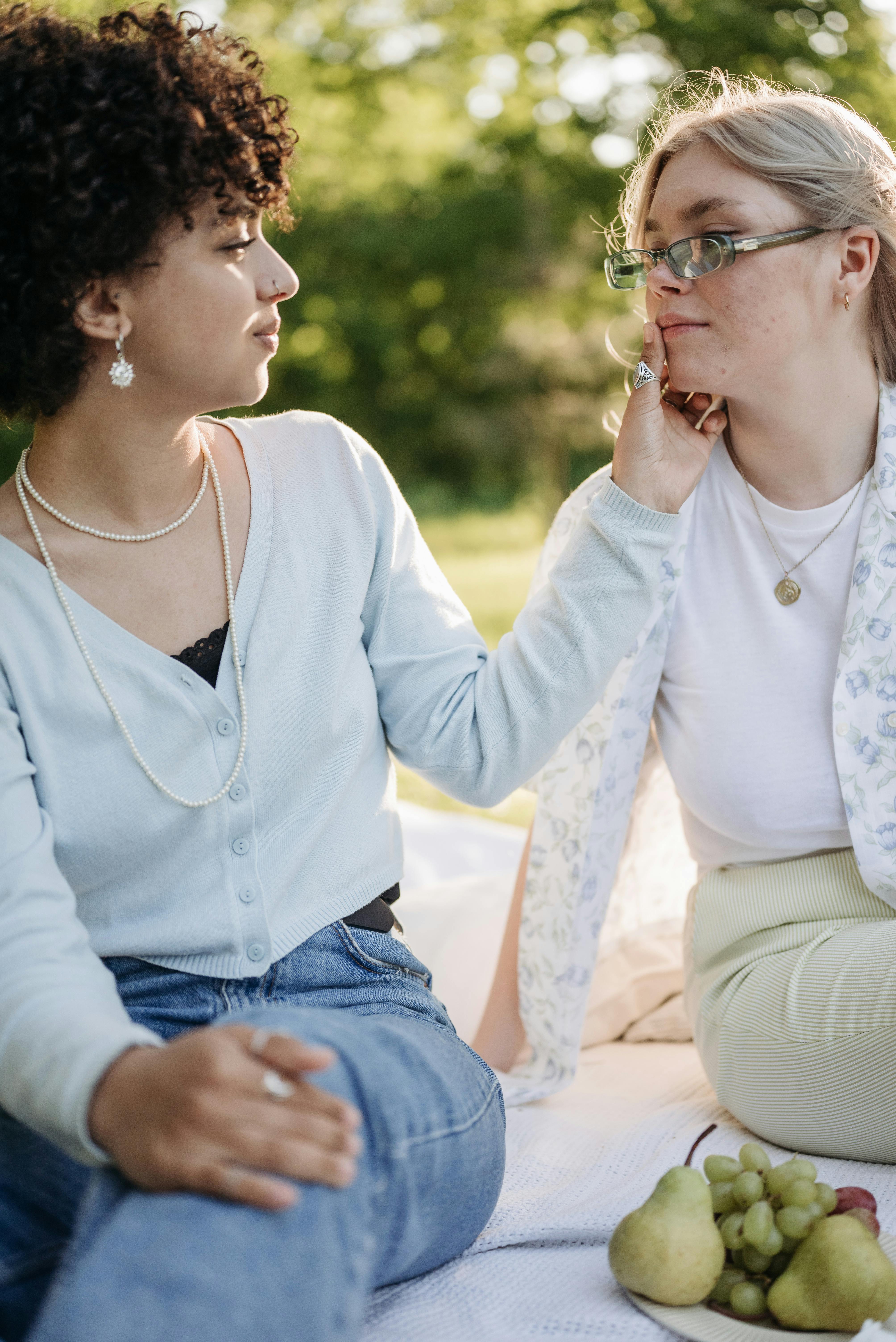 Woman Holding the Lips of her Lover · Free Stock Photo