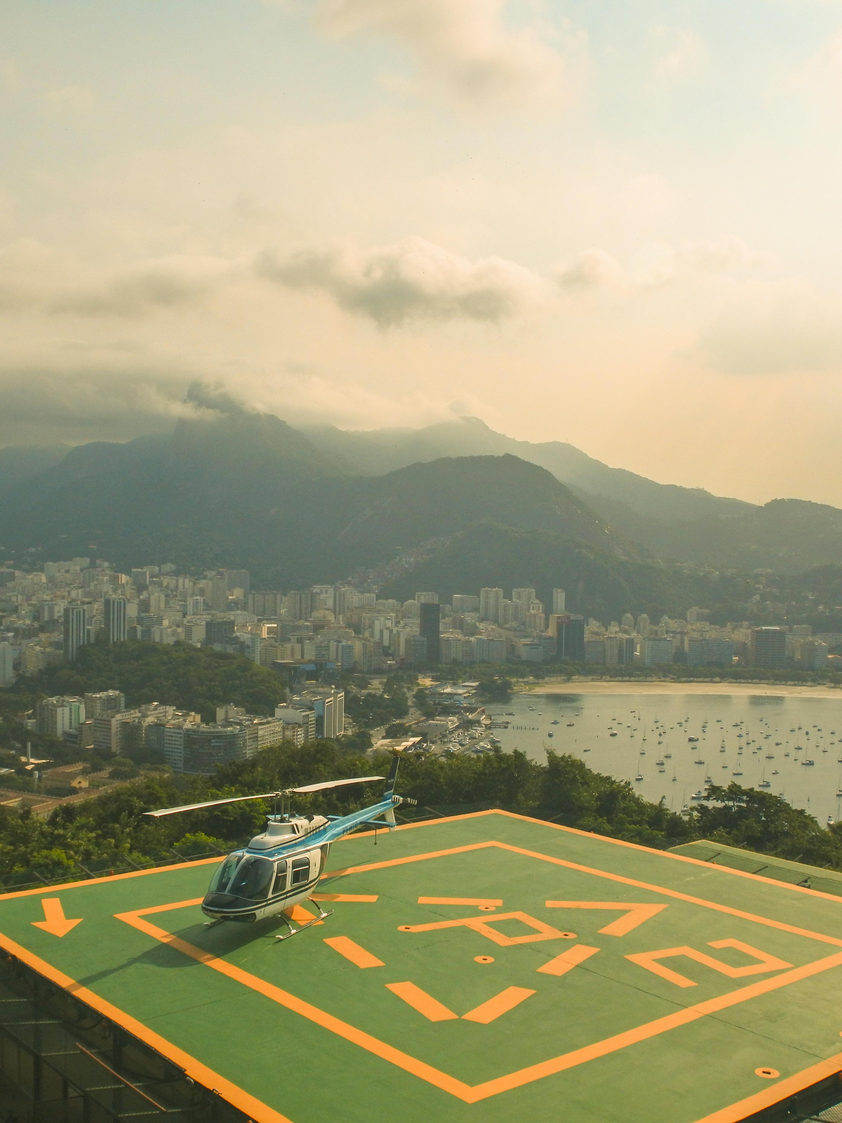 Aerial View of a Helicopter on a Helipad · Free Stock Photo