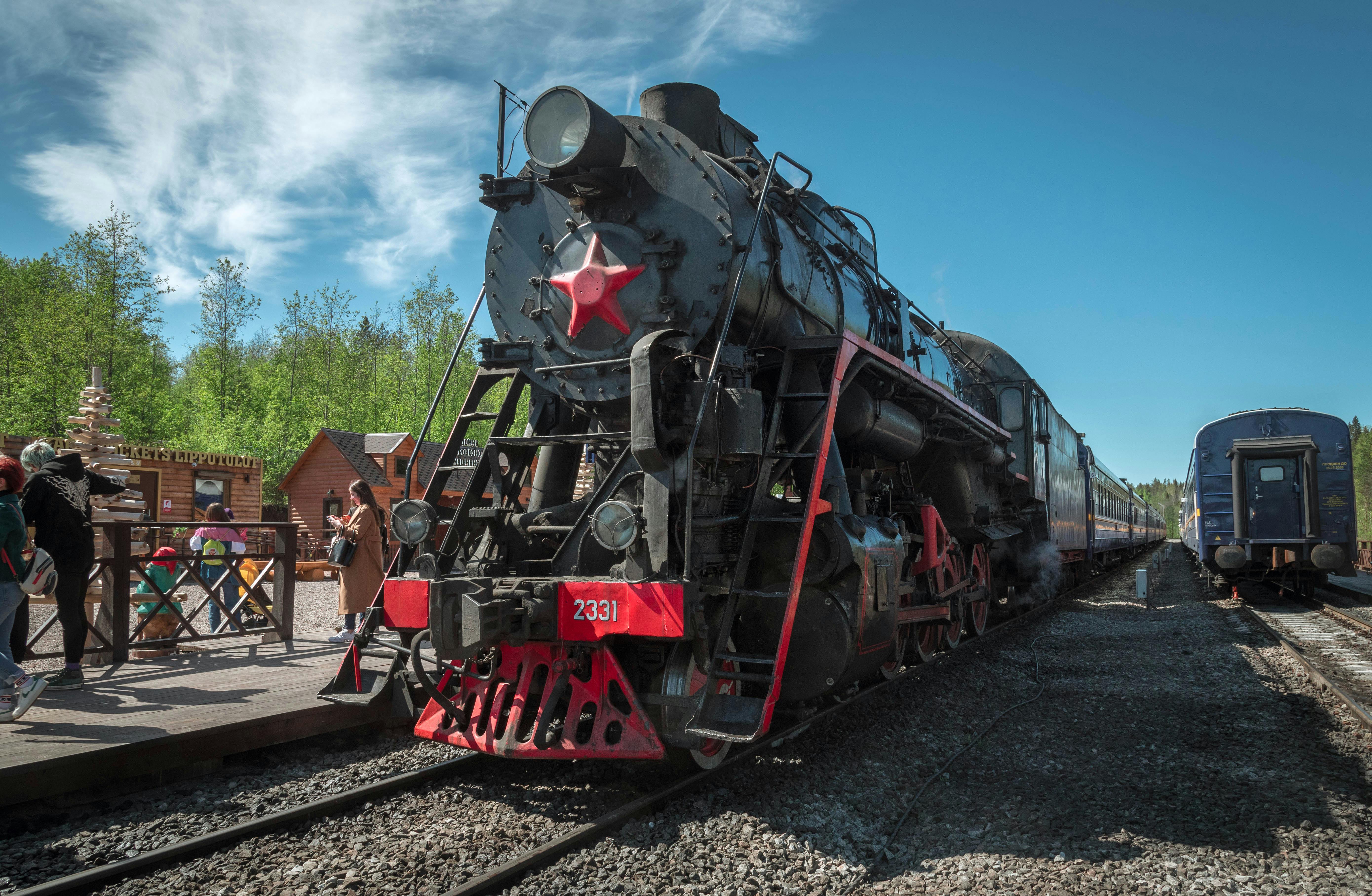 Parked Old Steam Train · Free Stock Photo
