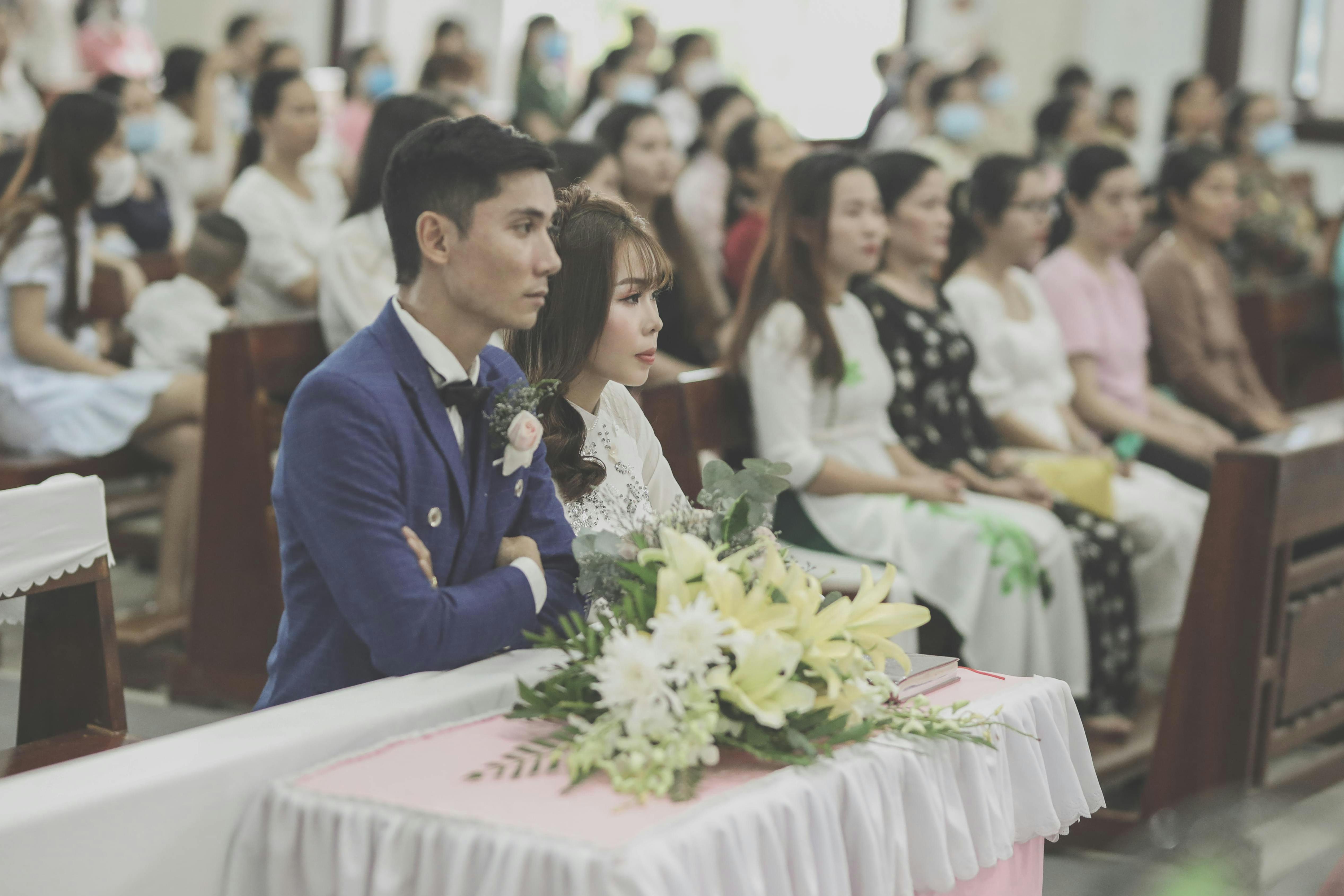 Couple at Wedding Ceremony in Church · Free Stock Photo