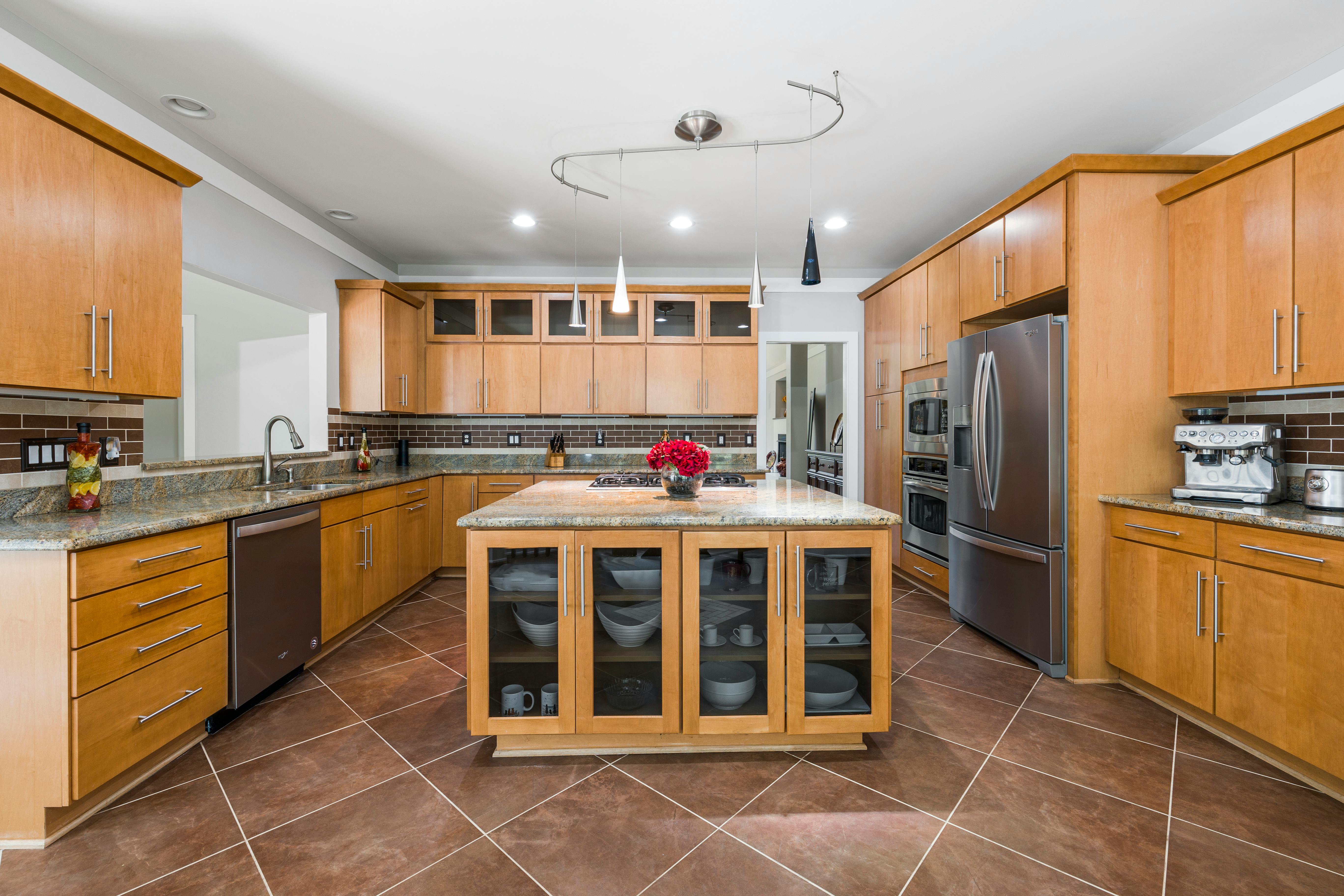 Big Classic Wooden Kitchen Interior Design · Free Stock Photo
