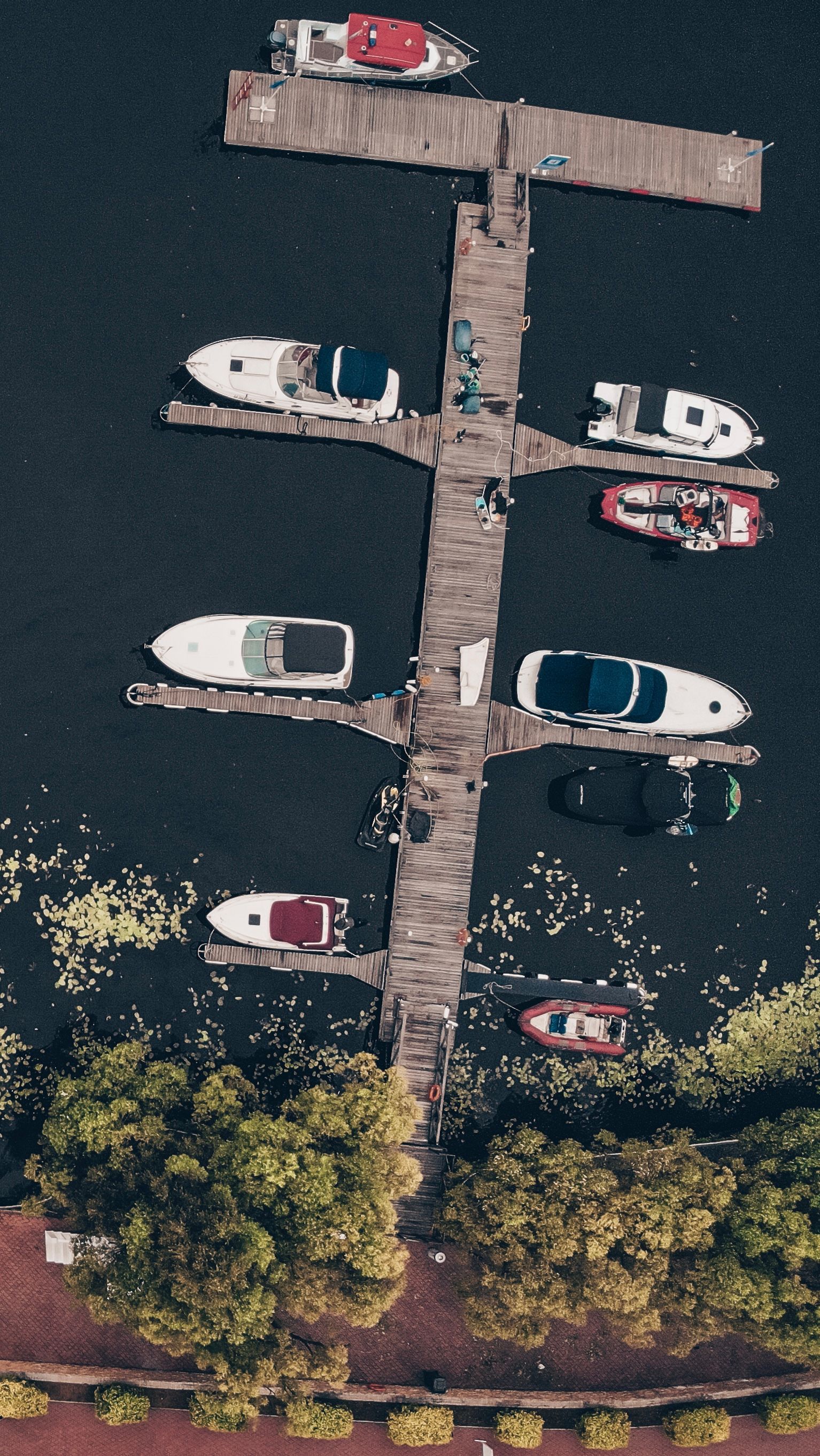 Aerial View of Boat near Brown Wooden Dock · Free Stock Photo