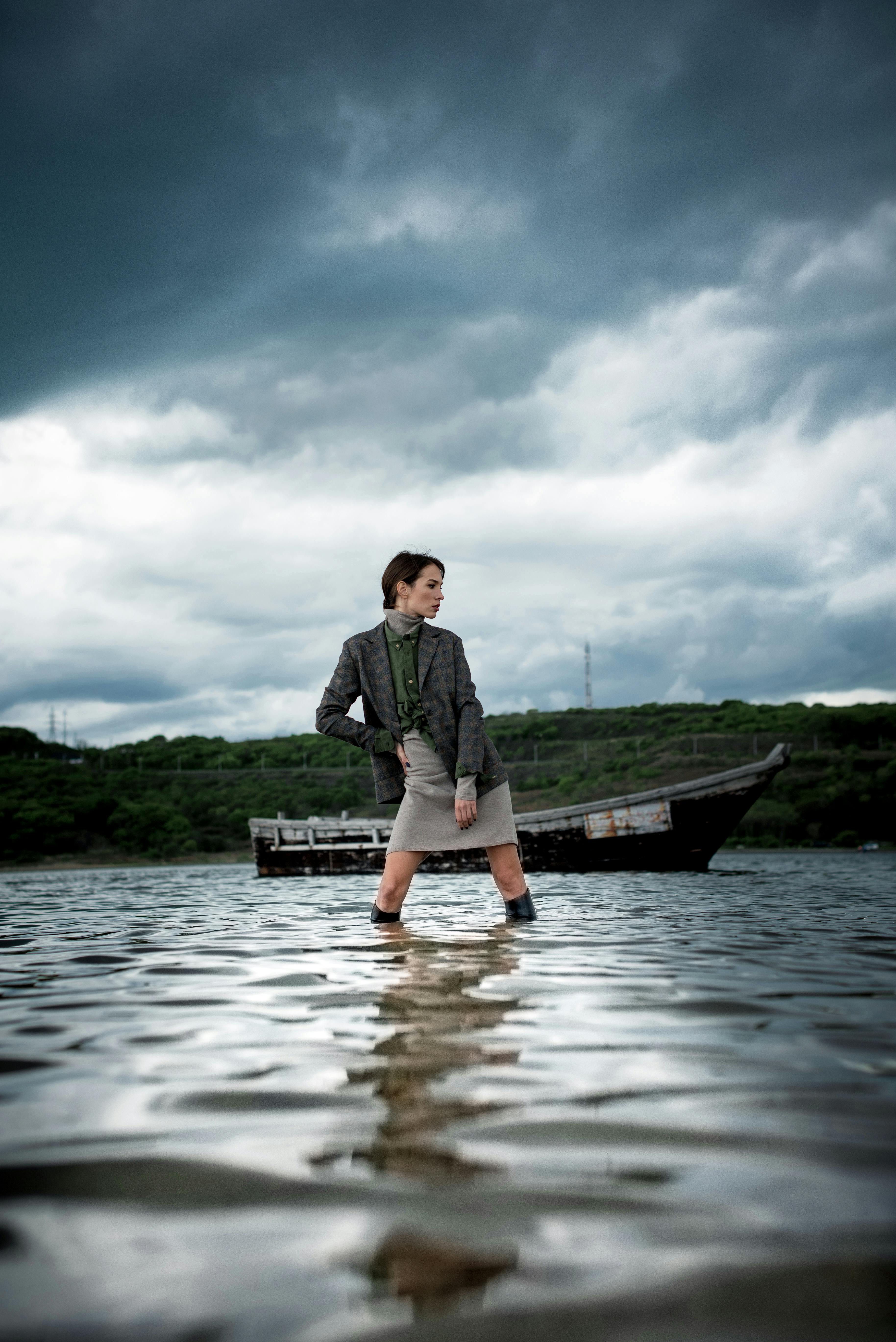 Fashion Model Posing in Water · Free Stock Photo