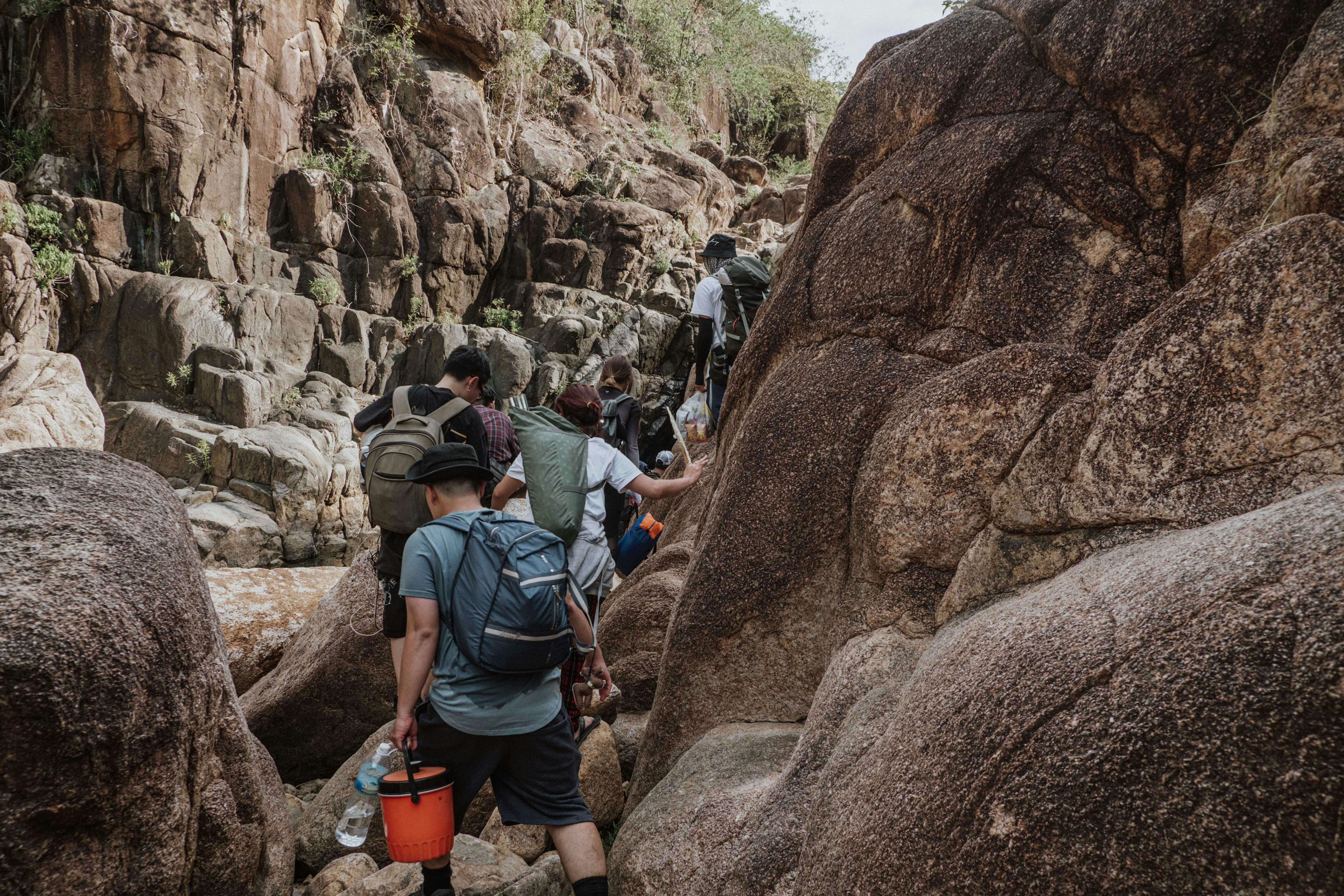 Group People Hiking on Hill · Free Stock Photo
