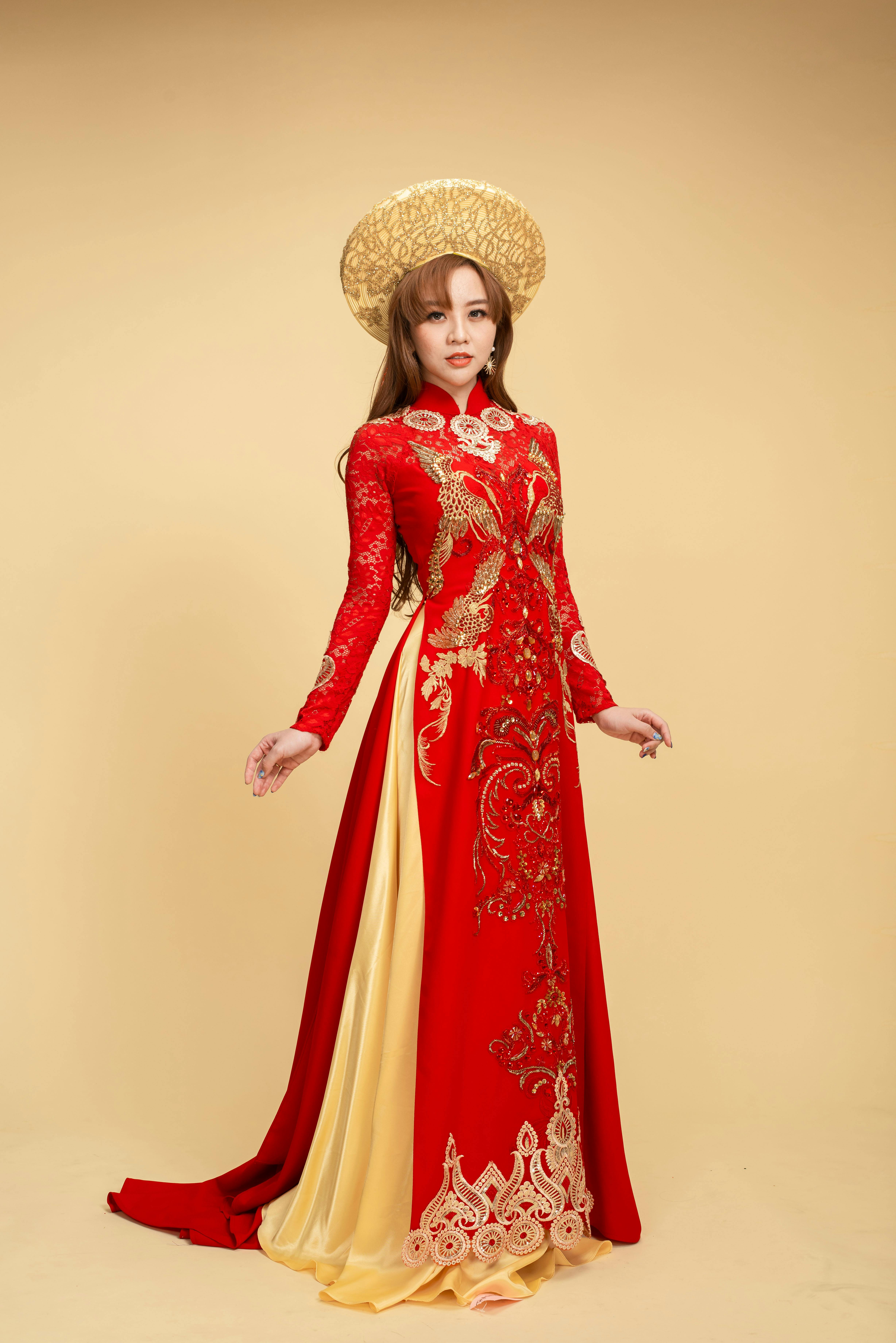 Beautiful Woman in Red Traditional Dress · Free Stock Photo