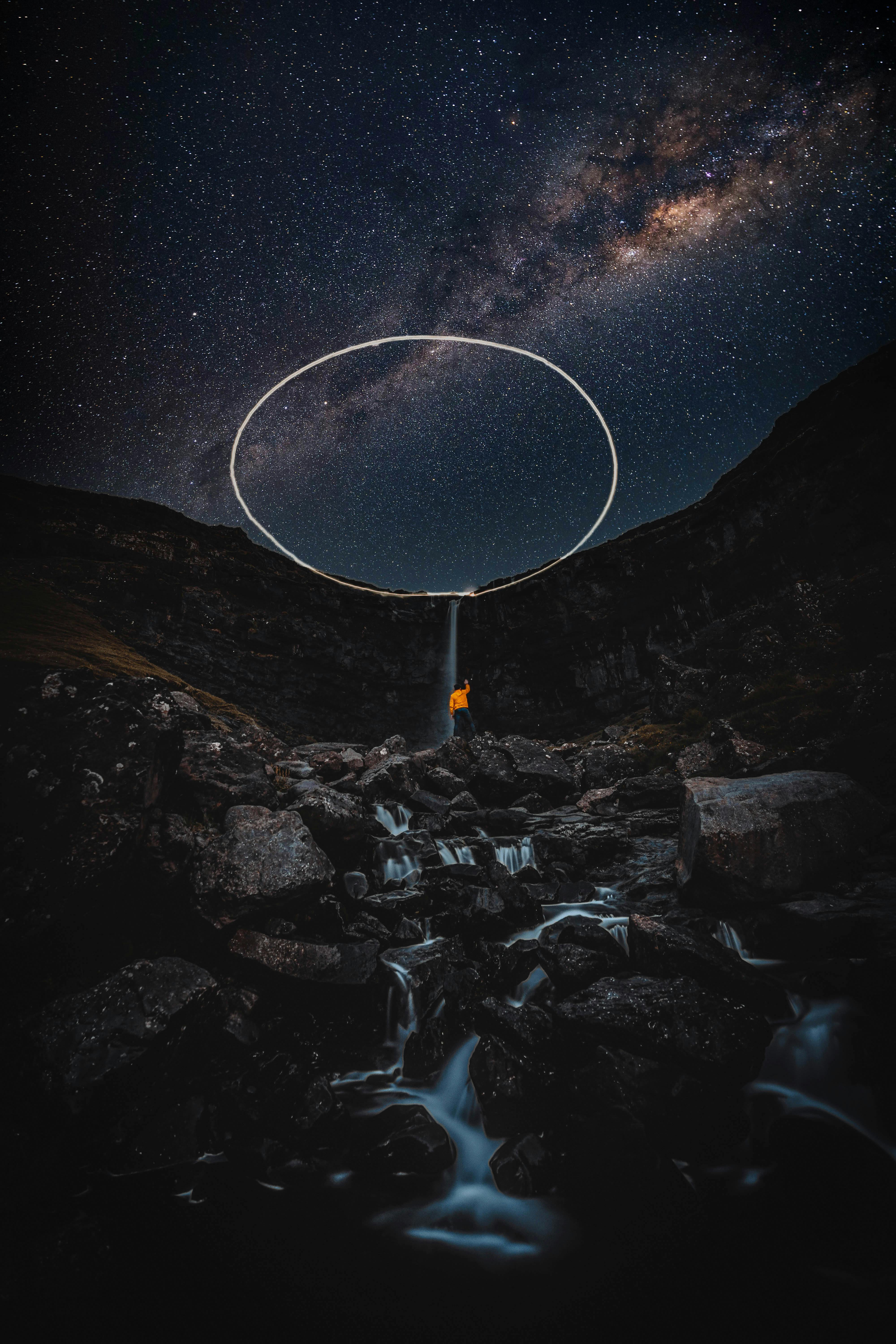 Rocks and Stream and Night Sky · Free Stock Photo