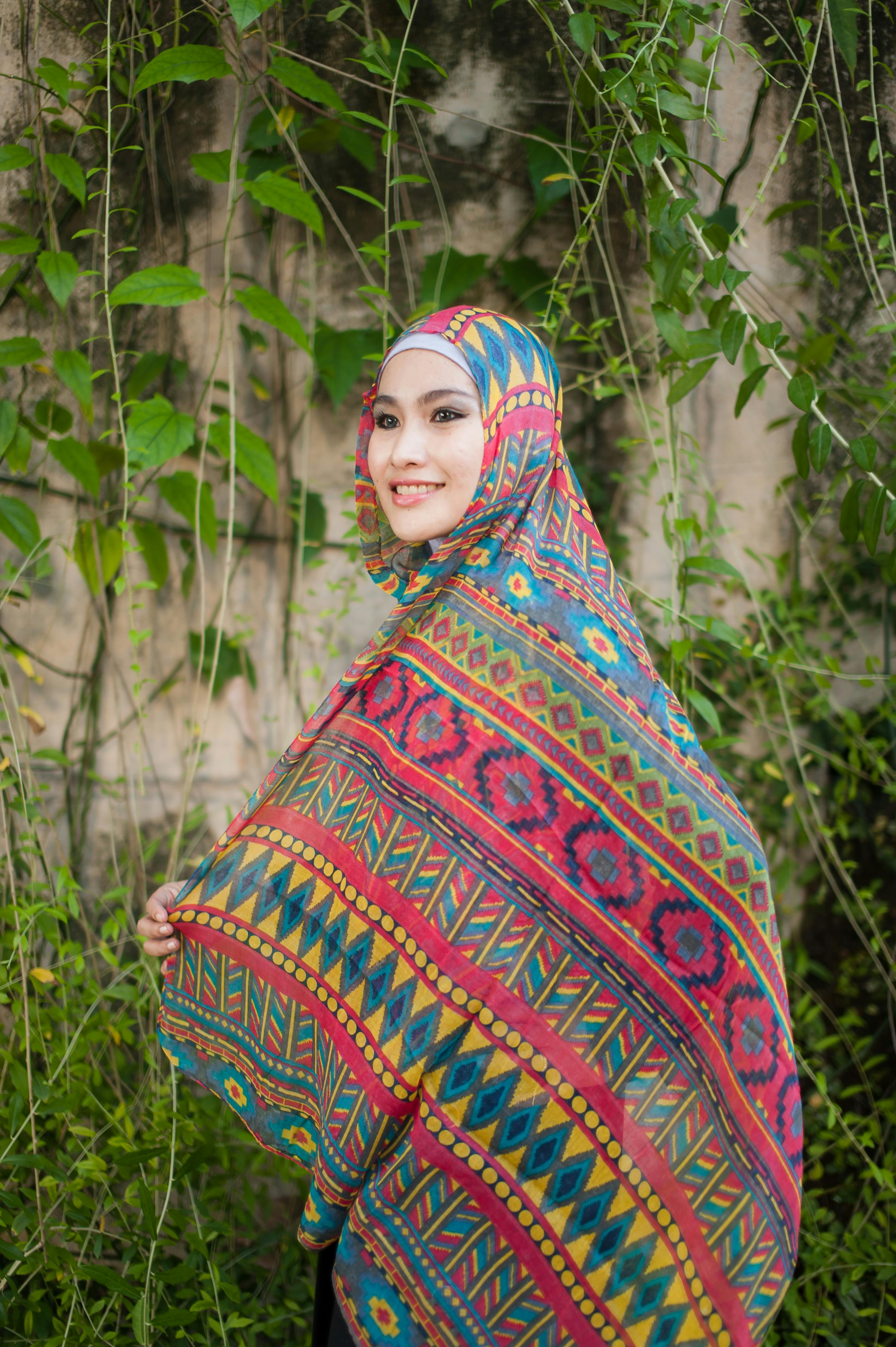 Woman Wearing a Traditional Colorful Hijab · Free Stock Photo