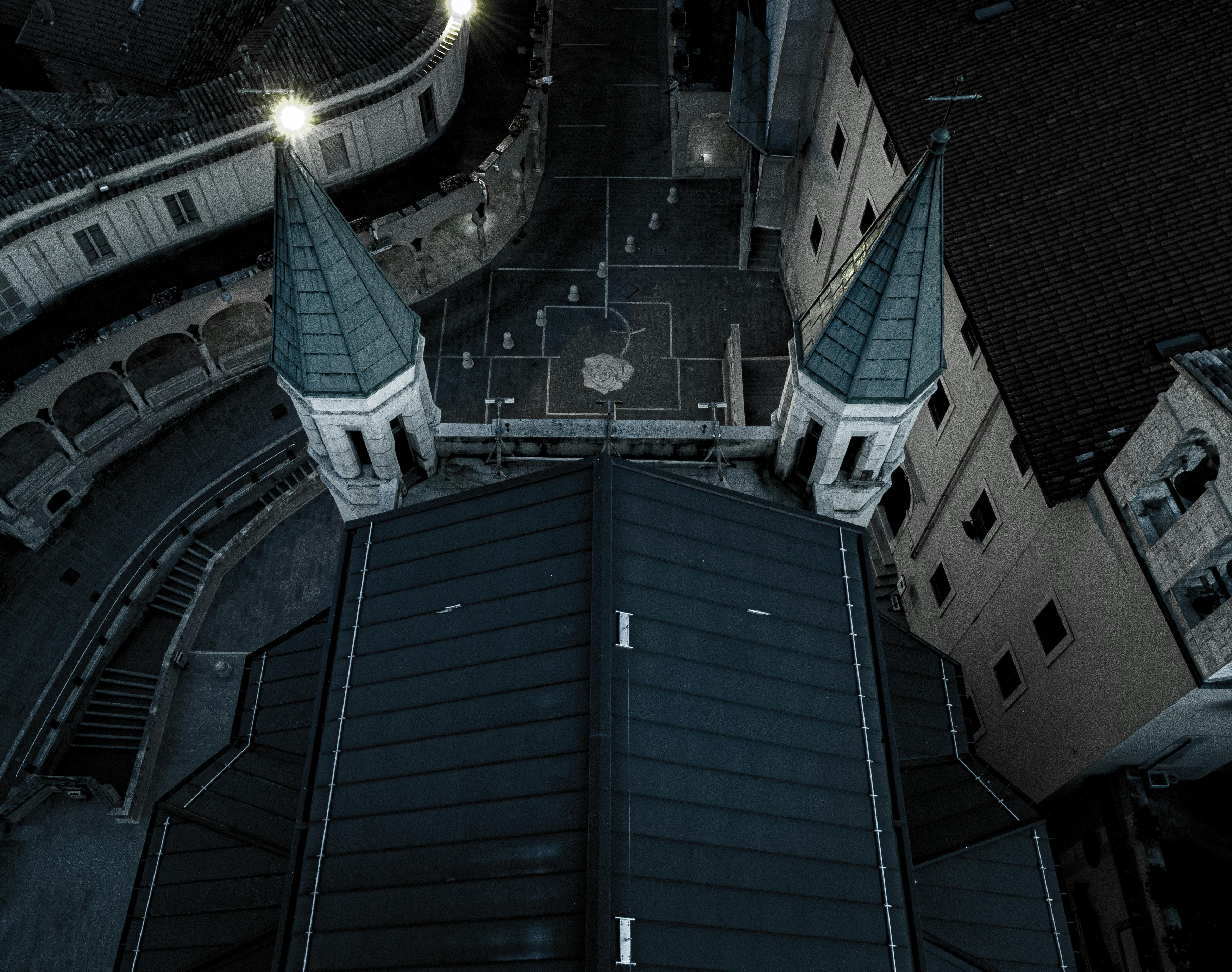 Aerial View of City Buildings Around a Church · Free Stock Photo