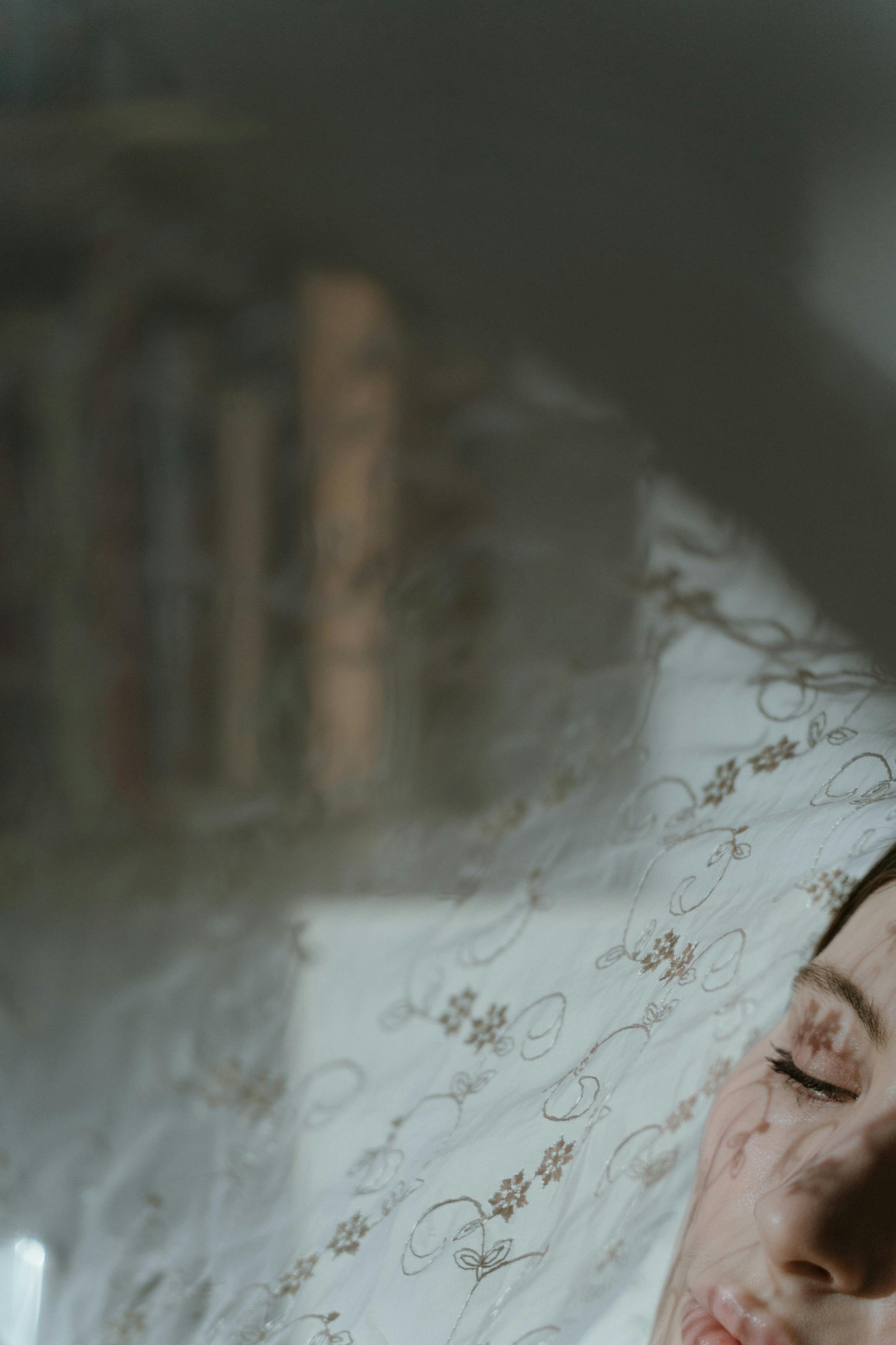 Woman's Face under Sheer Textile · Free Stock Photo