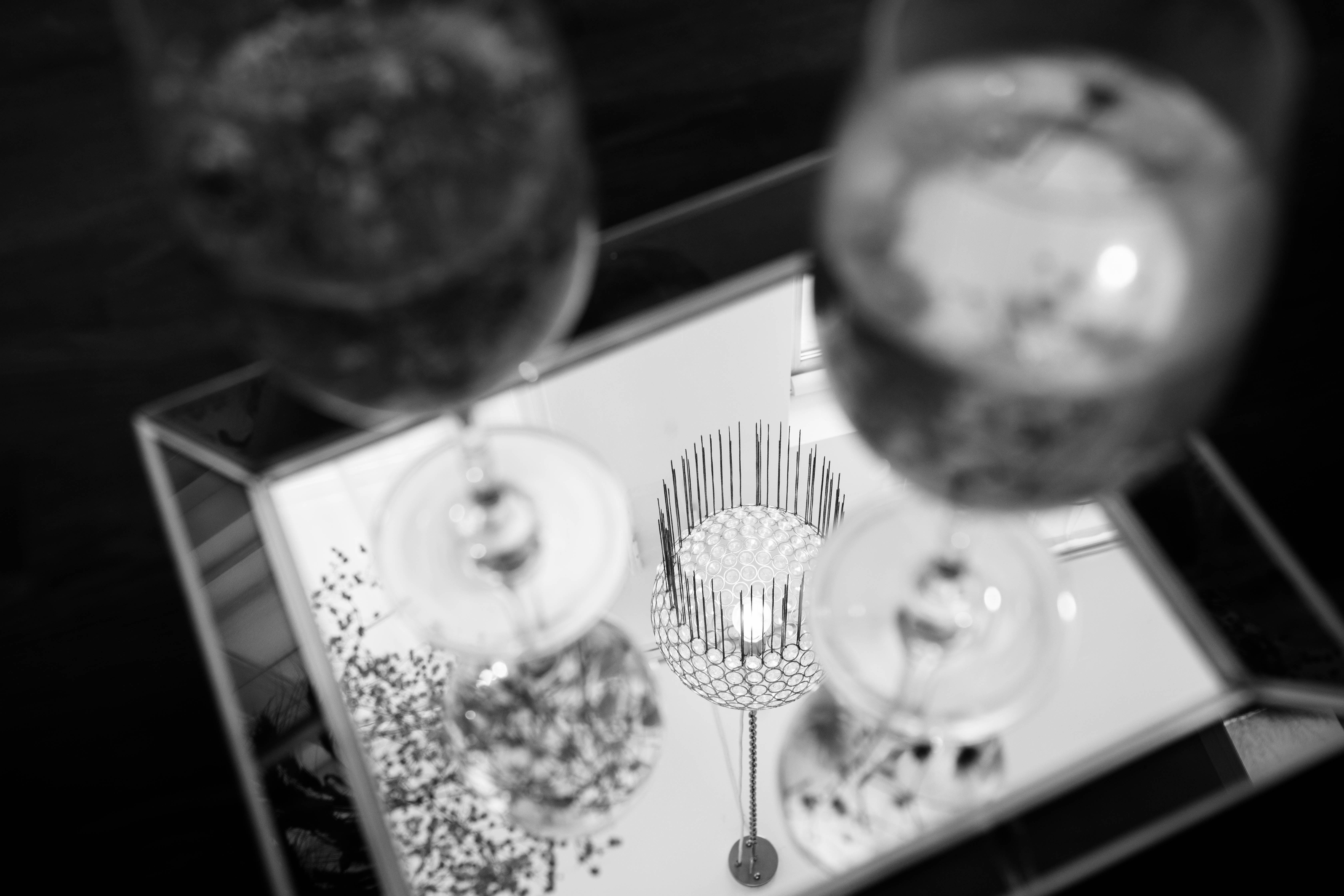 Grayscale Photo of Glasses of Drinks · Free Stock Photo