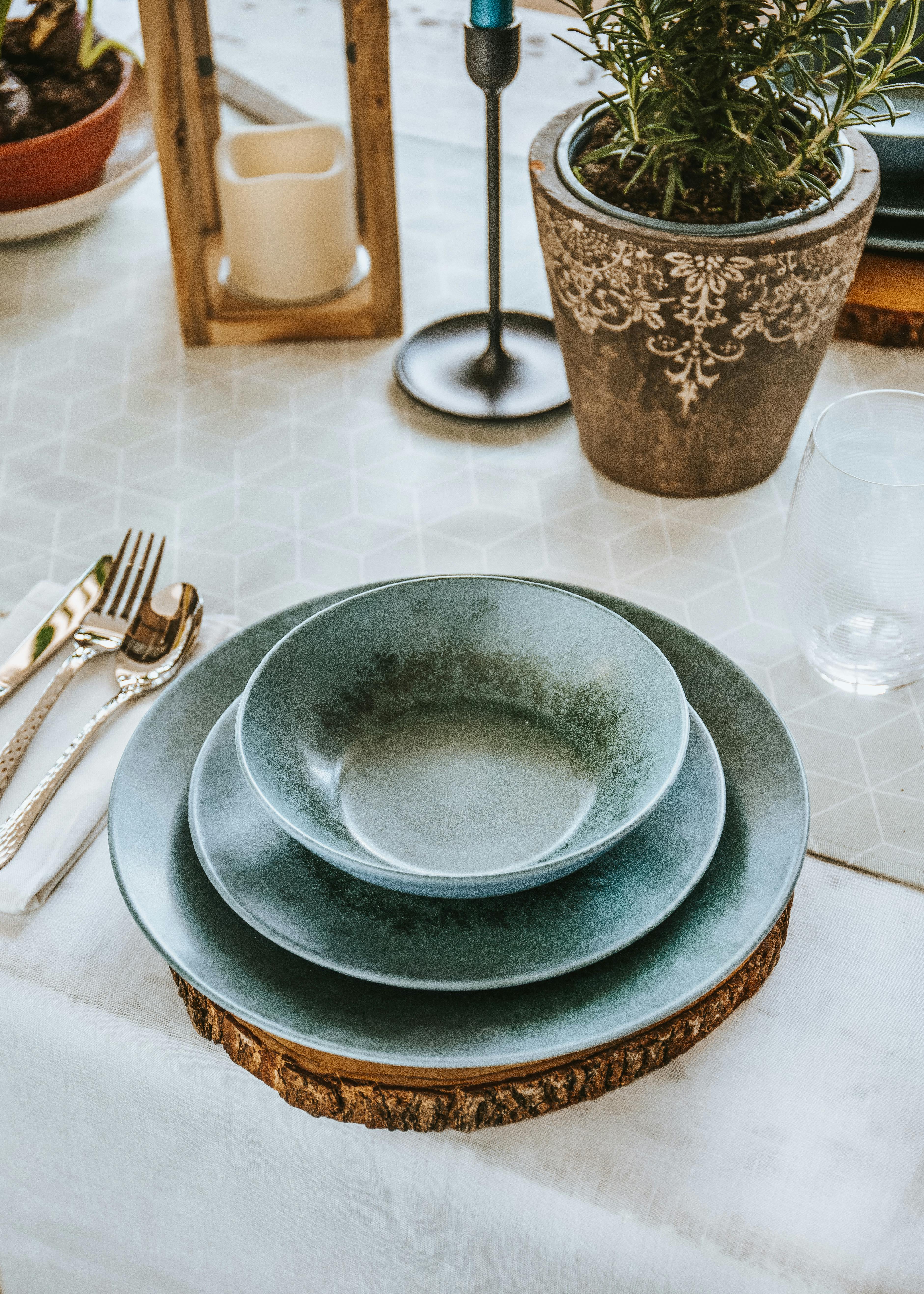 Boho Plates and Cutlery on Table · Free Stock Photo