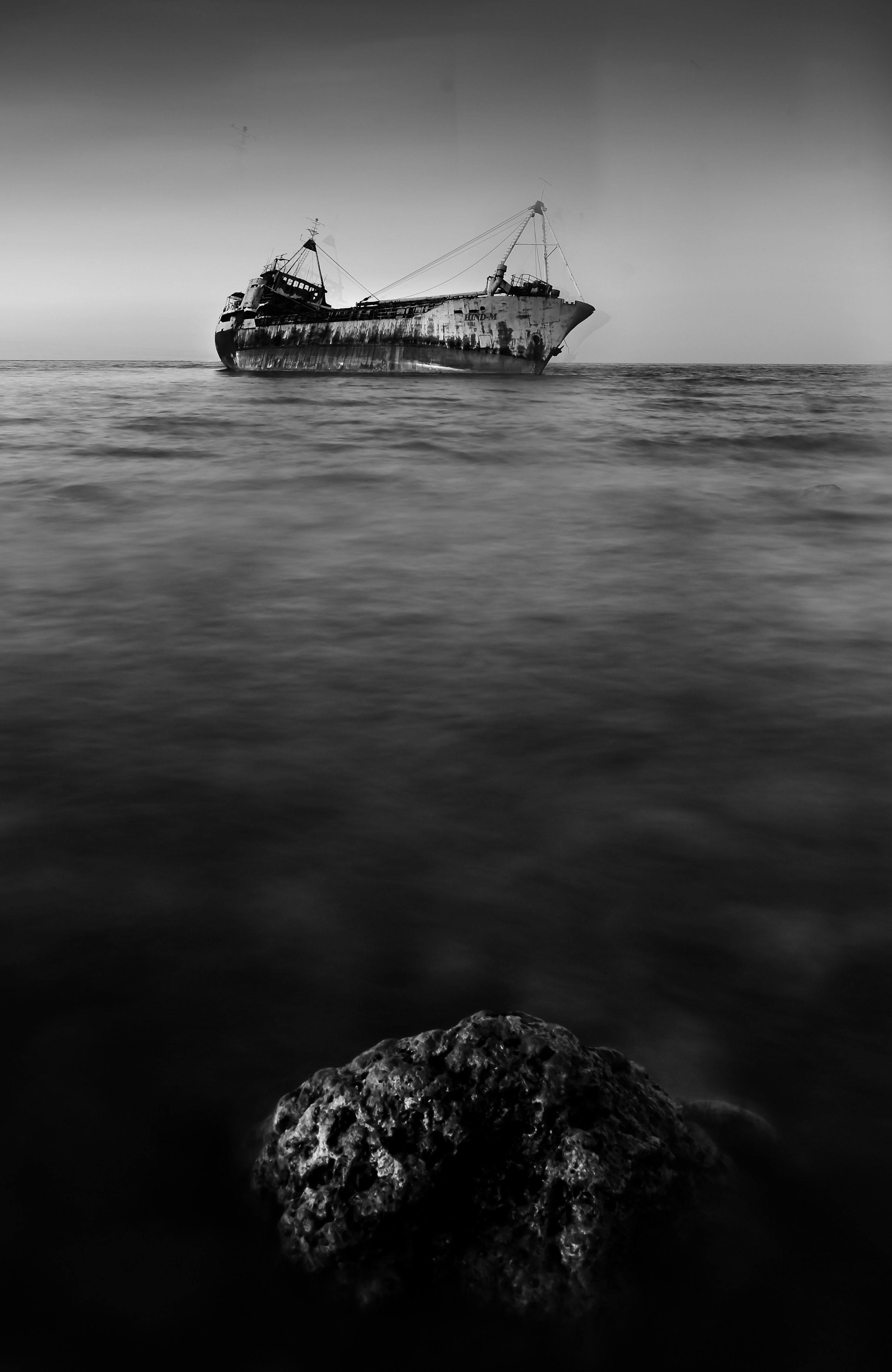 Grayscale Photo of Cruise Ship on Sea · Free Stock Photo