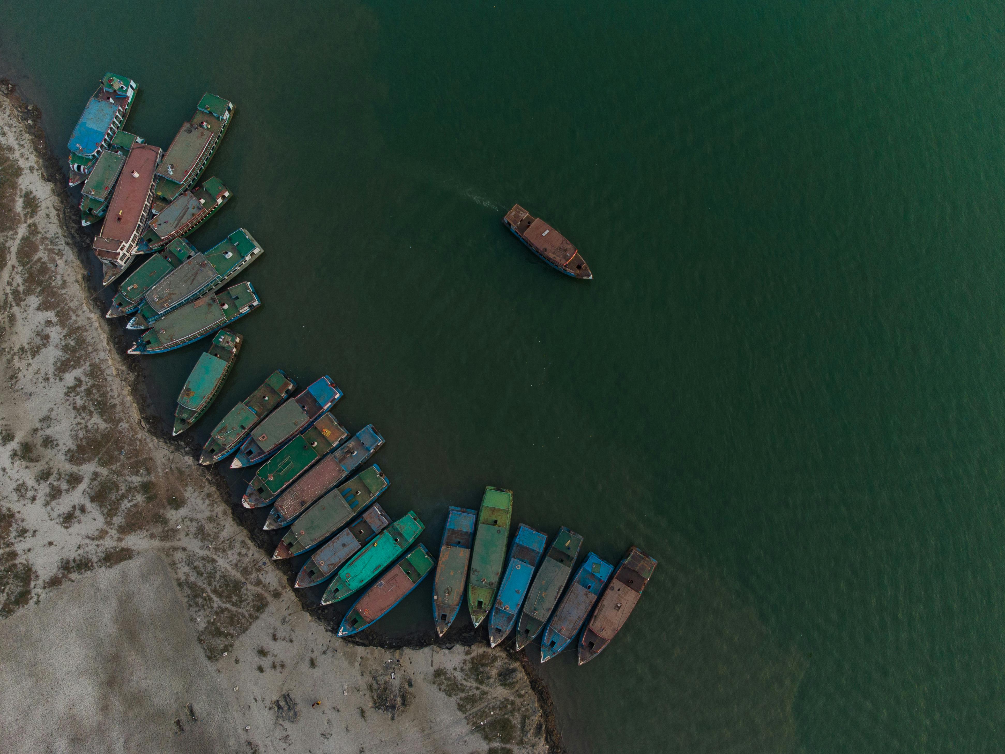 Aerial Shot of Cargo Ships on a Port · Free Stock Photo