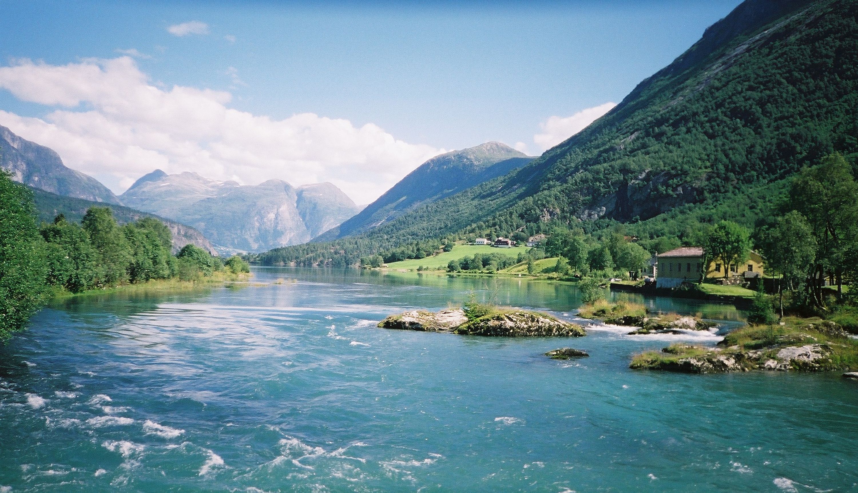 River Flowing in Green Nature Landscape · Free Stock Photo