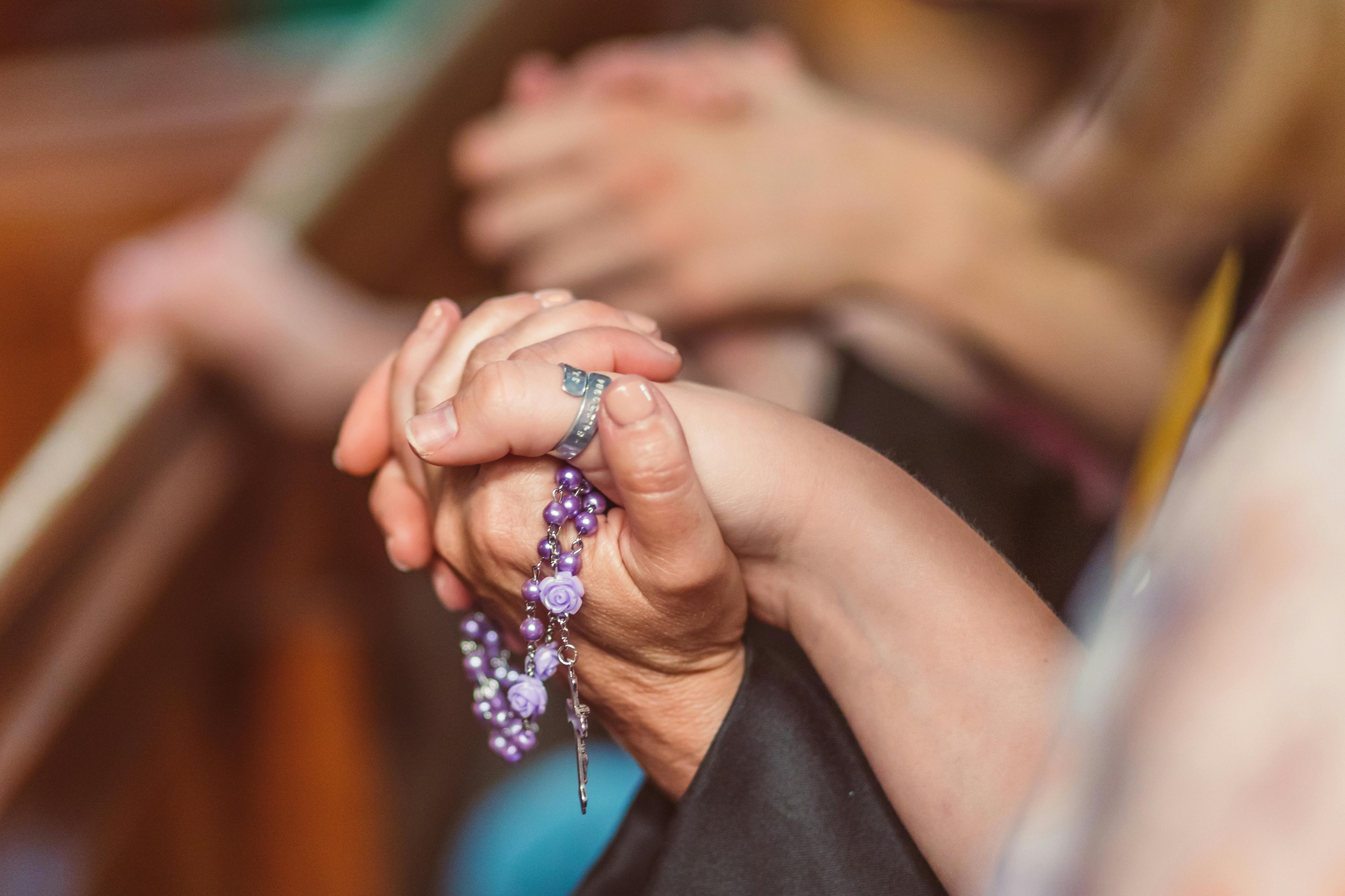 Close-up Photo of Praying Hands with Rosary · Free Stock Photo