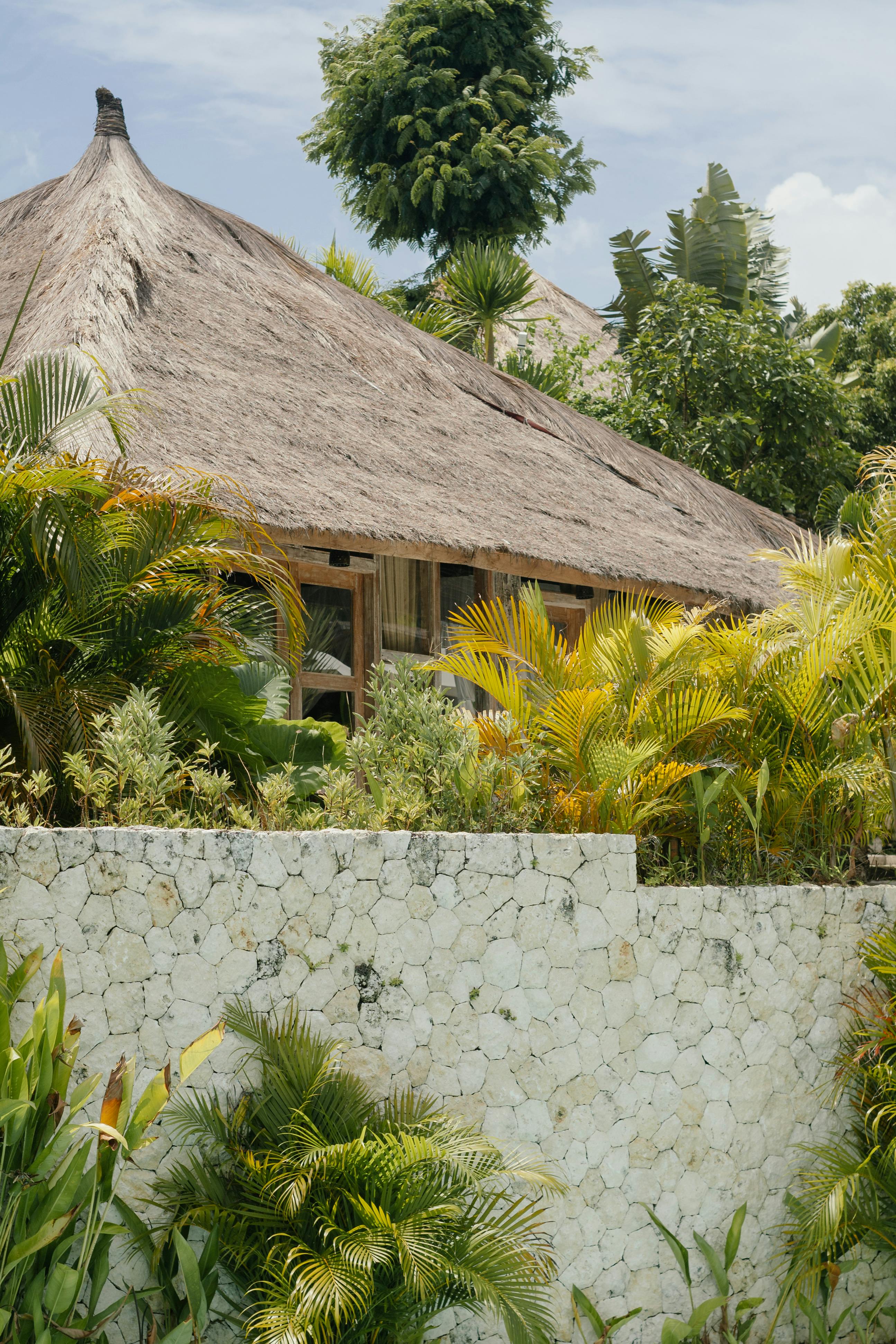House with a Thatched Roof in a Tropical Place · Free Stock Photo