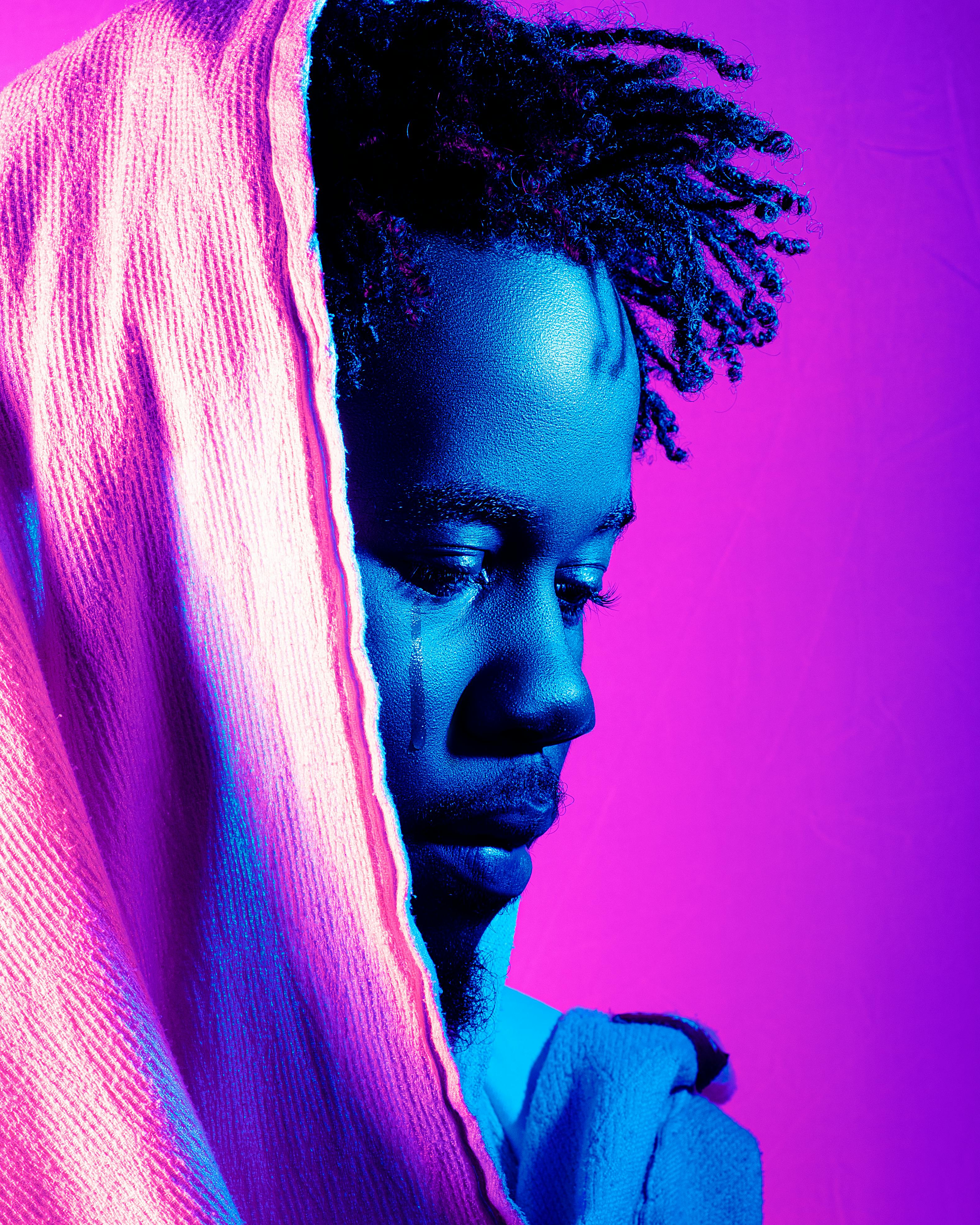 Grayscale Photo of a Crying Man · Free Stock Photo