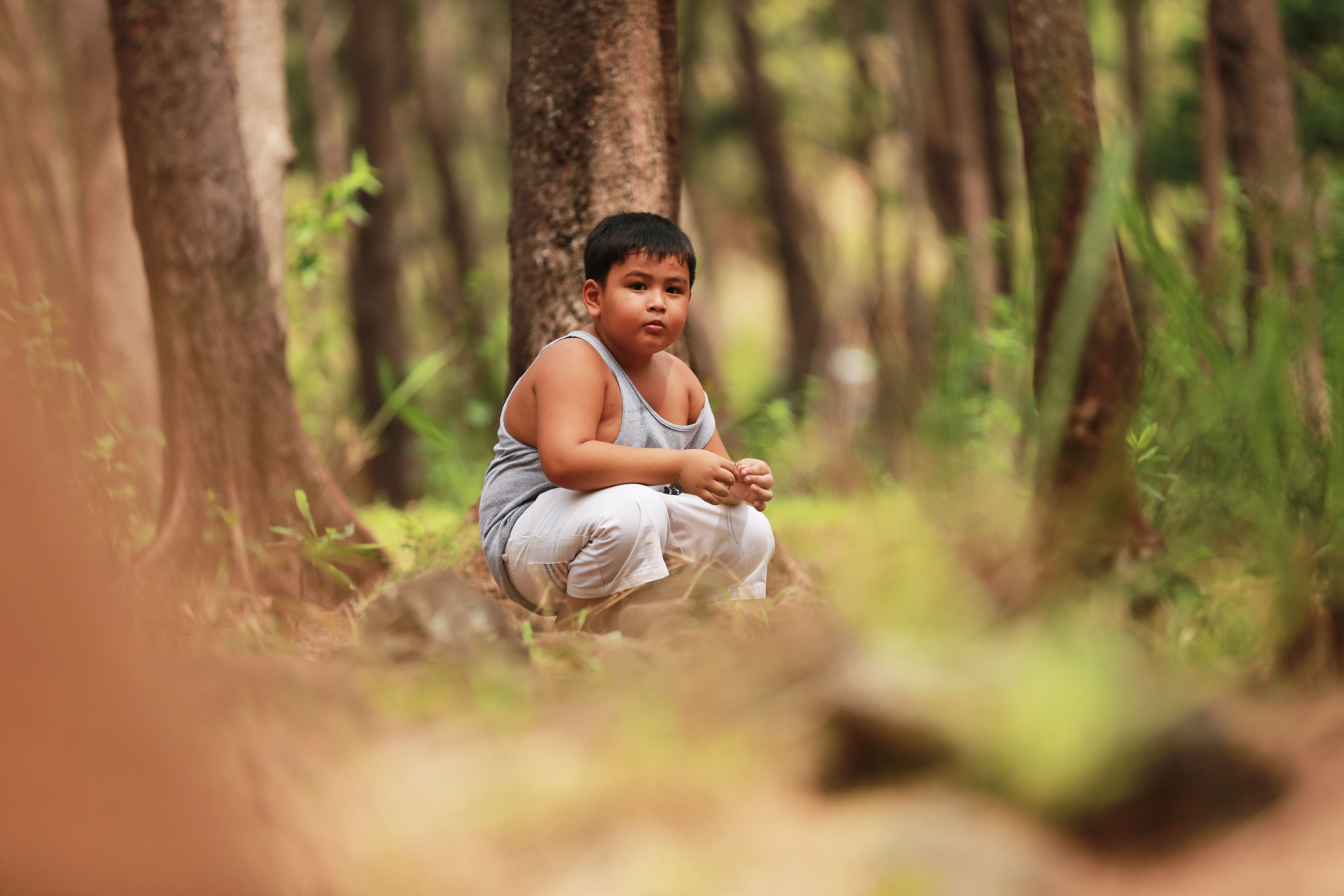 Kid Sitting Under the Trees · Free Stock Photo