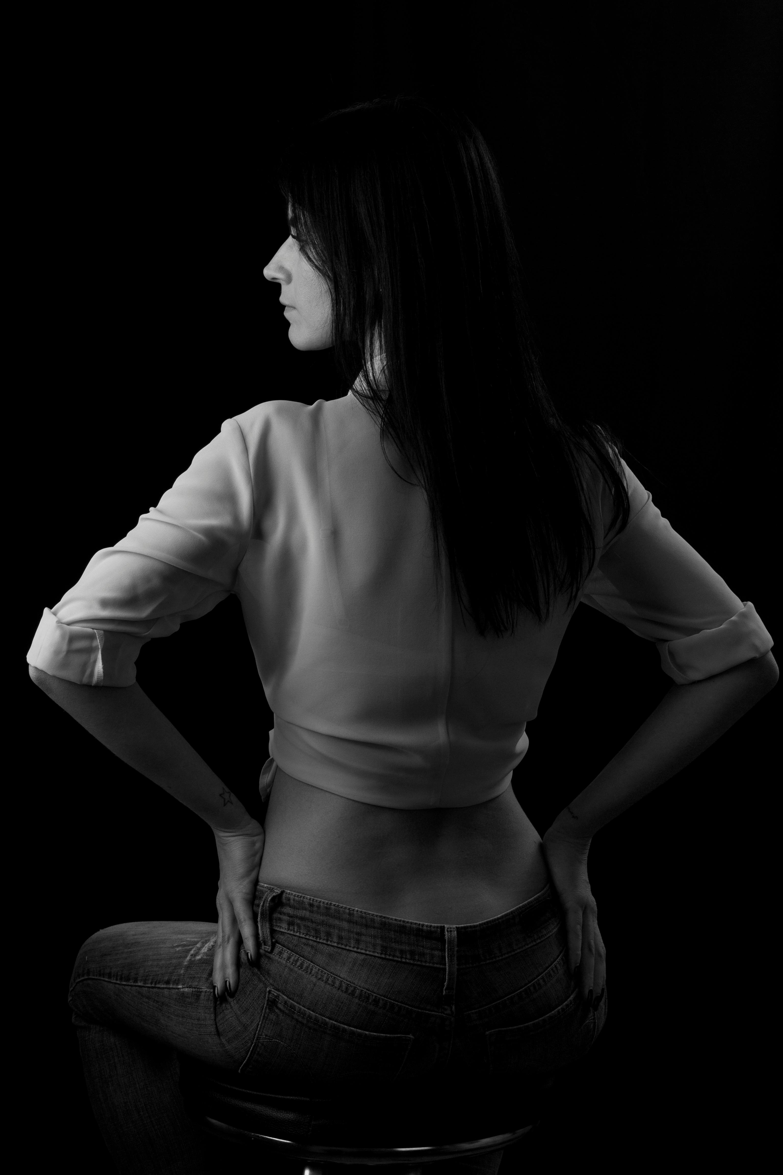 Back View of Woman in Black and White · Free Stock Photo
