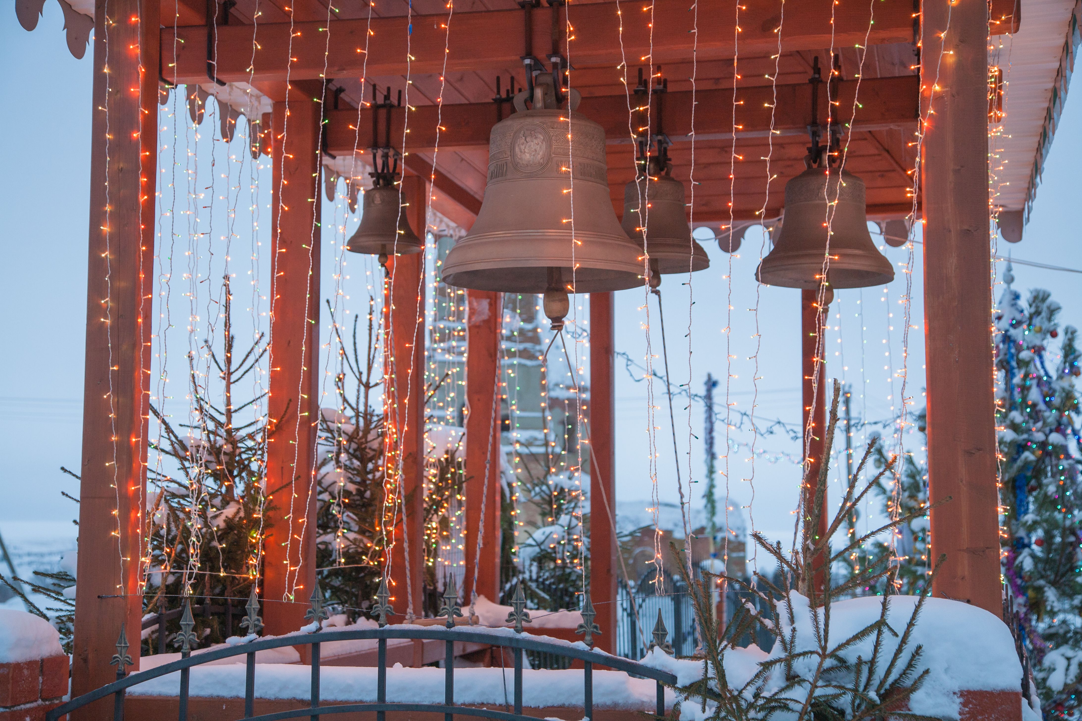 Lights around Bells in Winter · Free Stock Photo