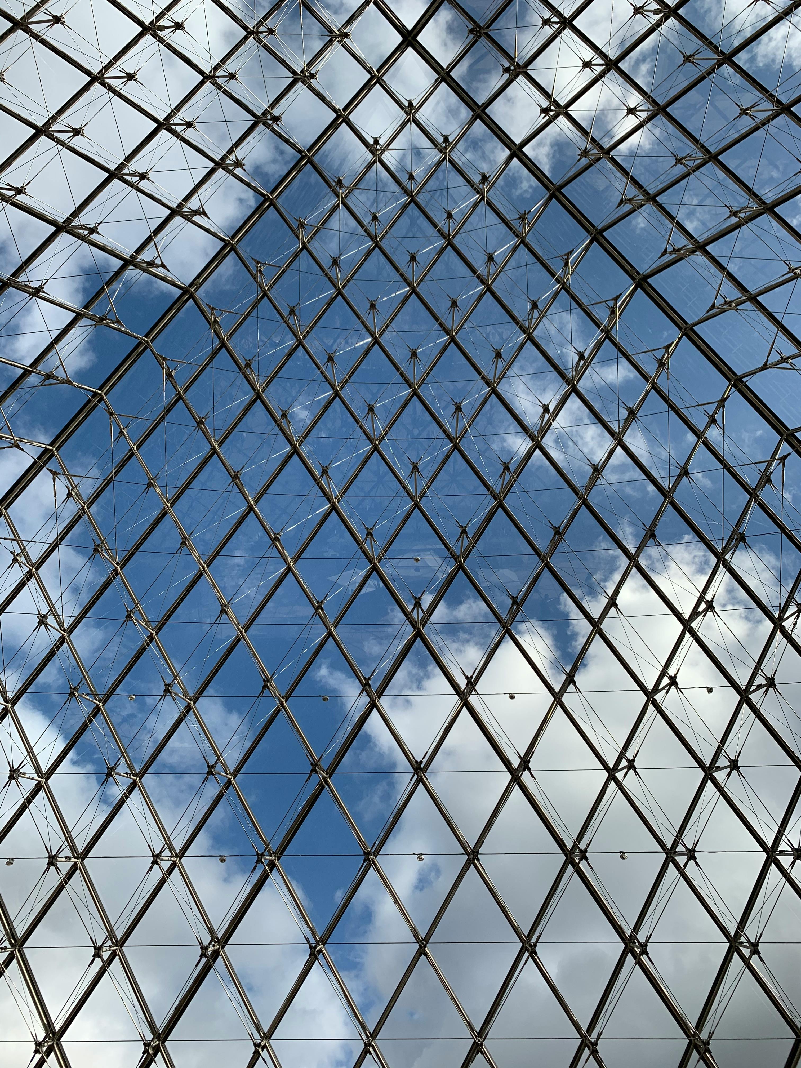 Geometric Shapes in the Ceiling of the Louvre Pyramid in Paris, France ...