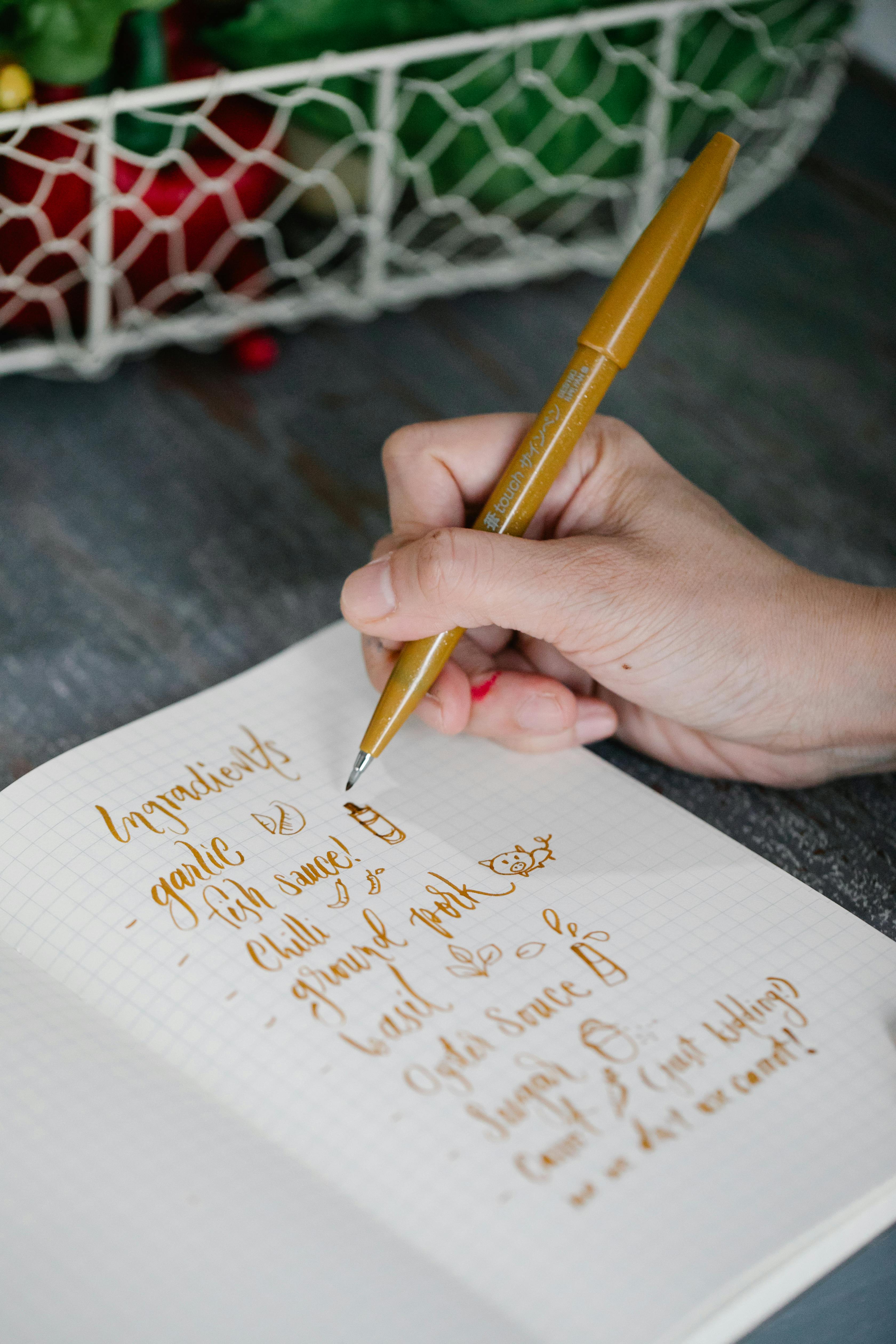 Close-up of Writing on a Notebook · Free Stock Photo