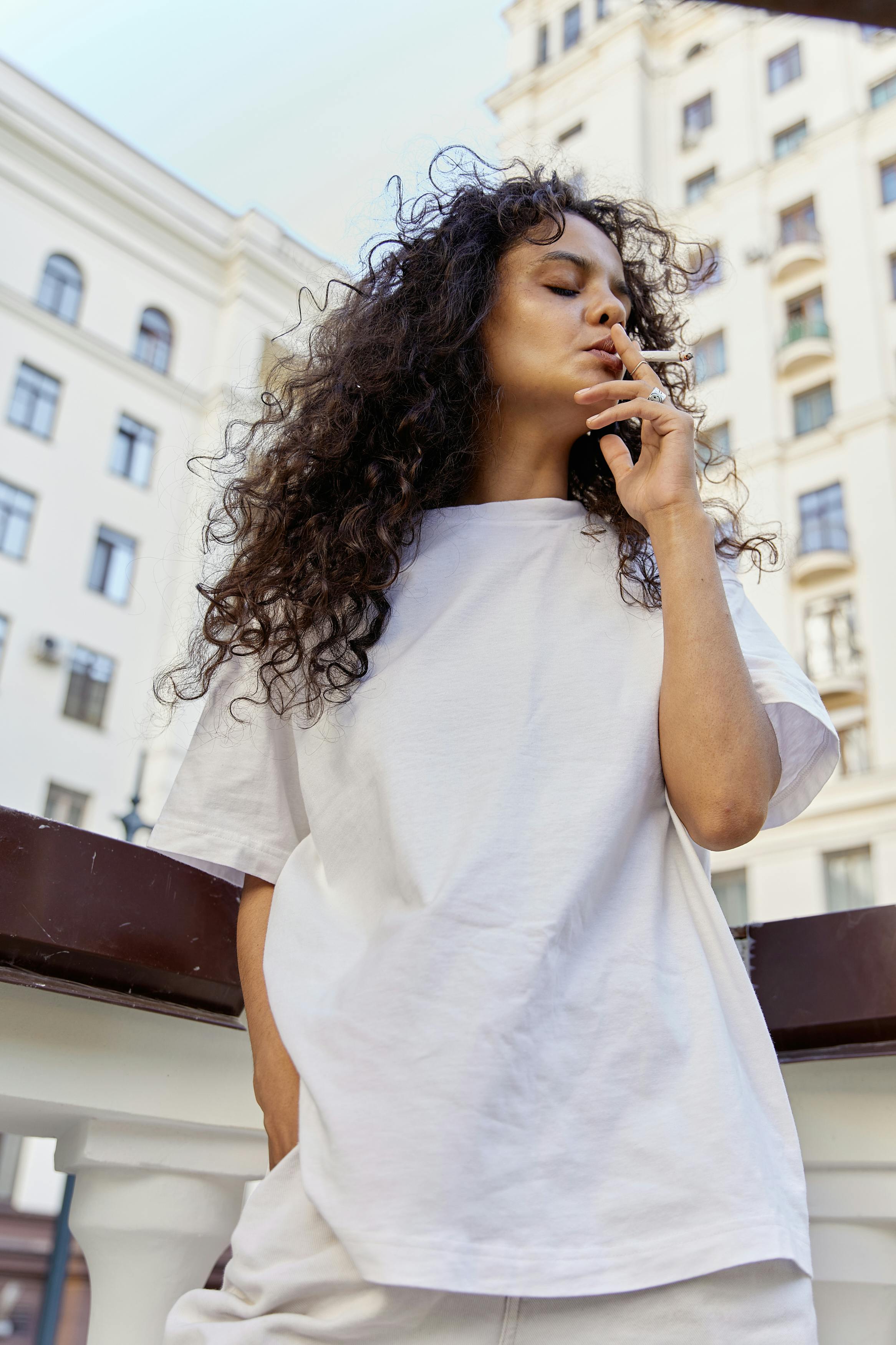 Woman Smoking Cigarette City Street · Free Stock Photo