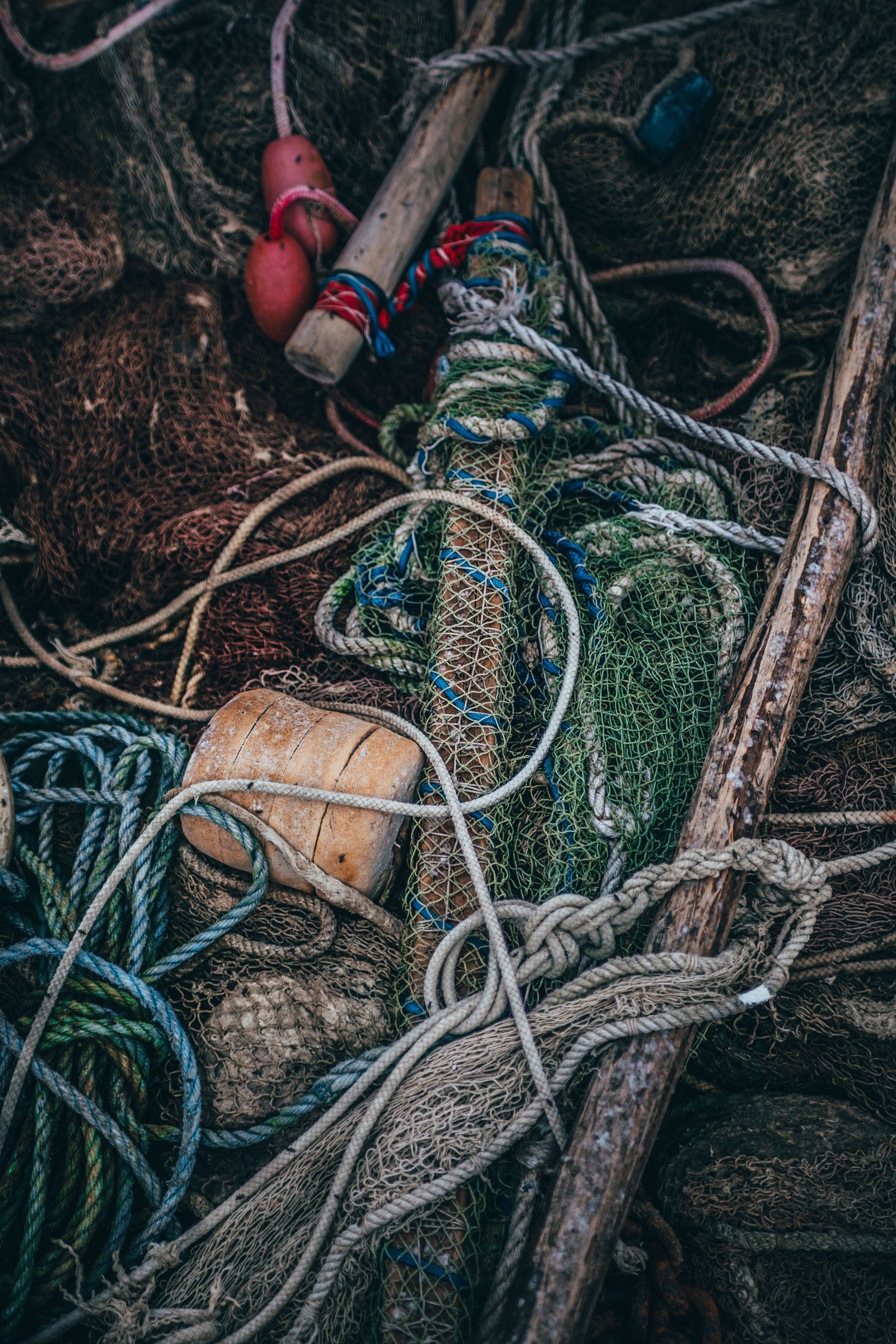 Pile of Fishing Rope Coils of Various Colors · Free Stock Photo