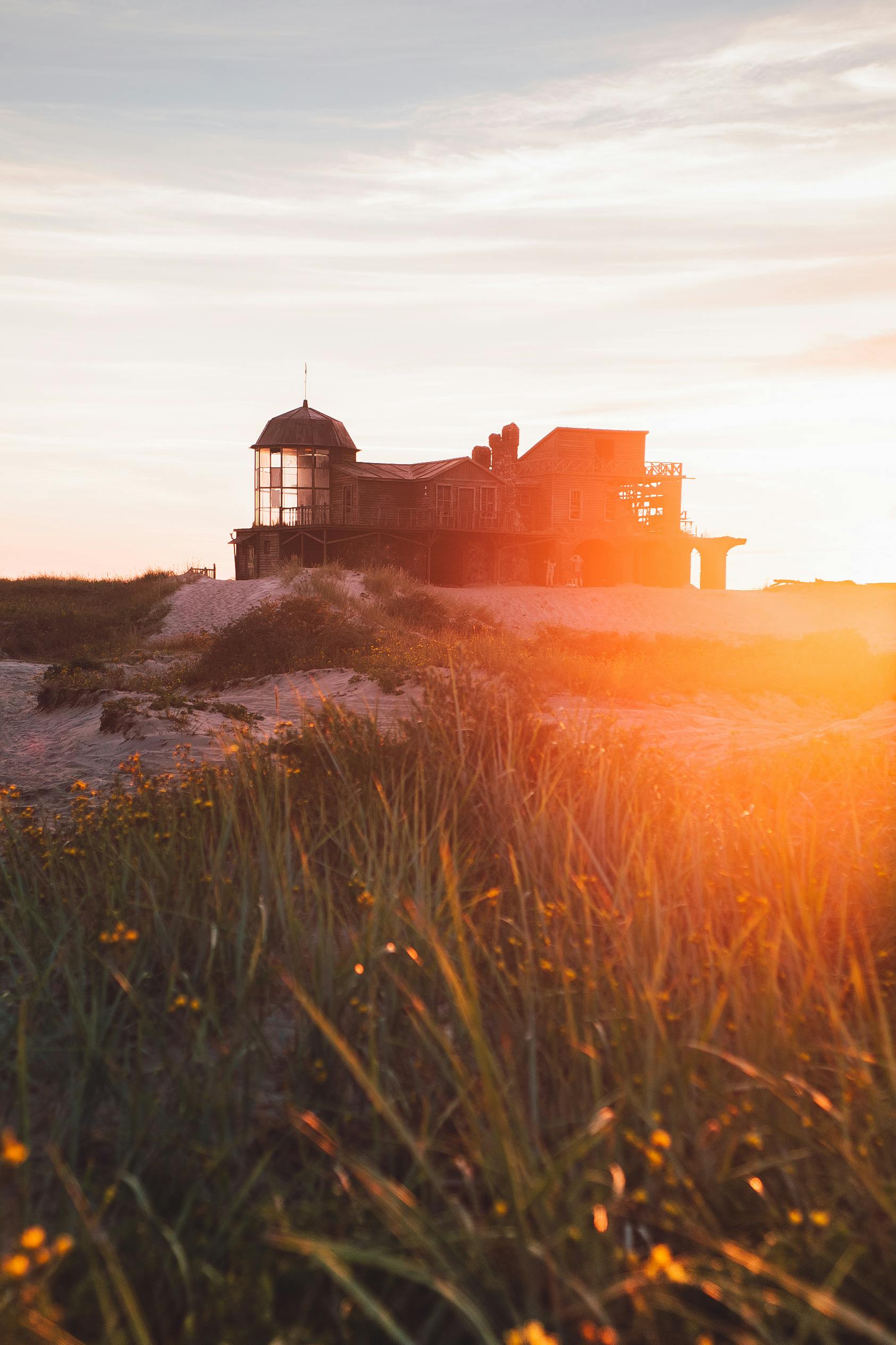 Beach House in Sunset Light · Free Stock Photo