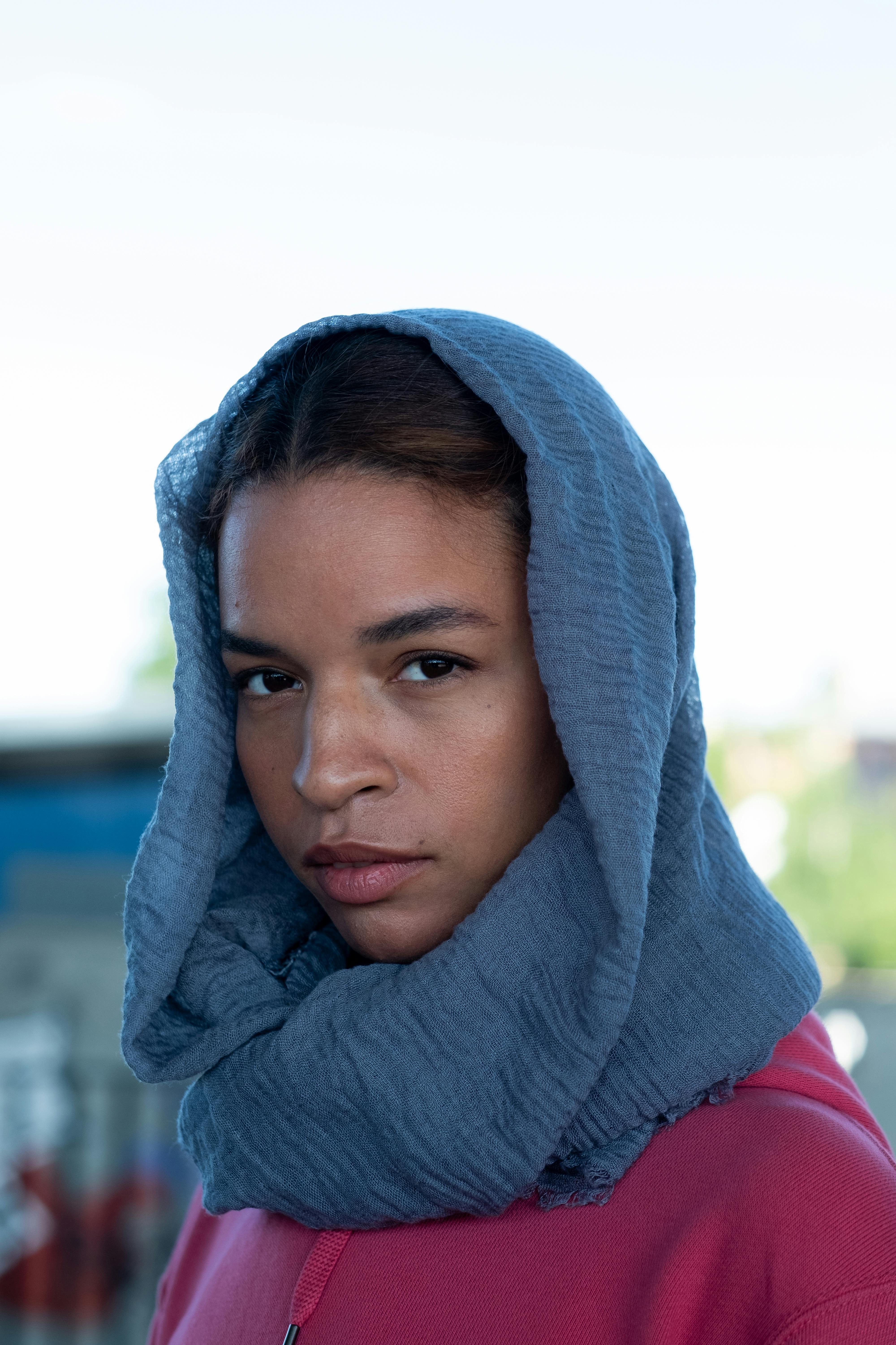 A Woman with Gray Headscarf · Free Stock Photo