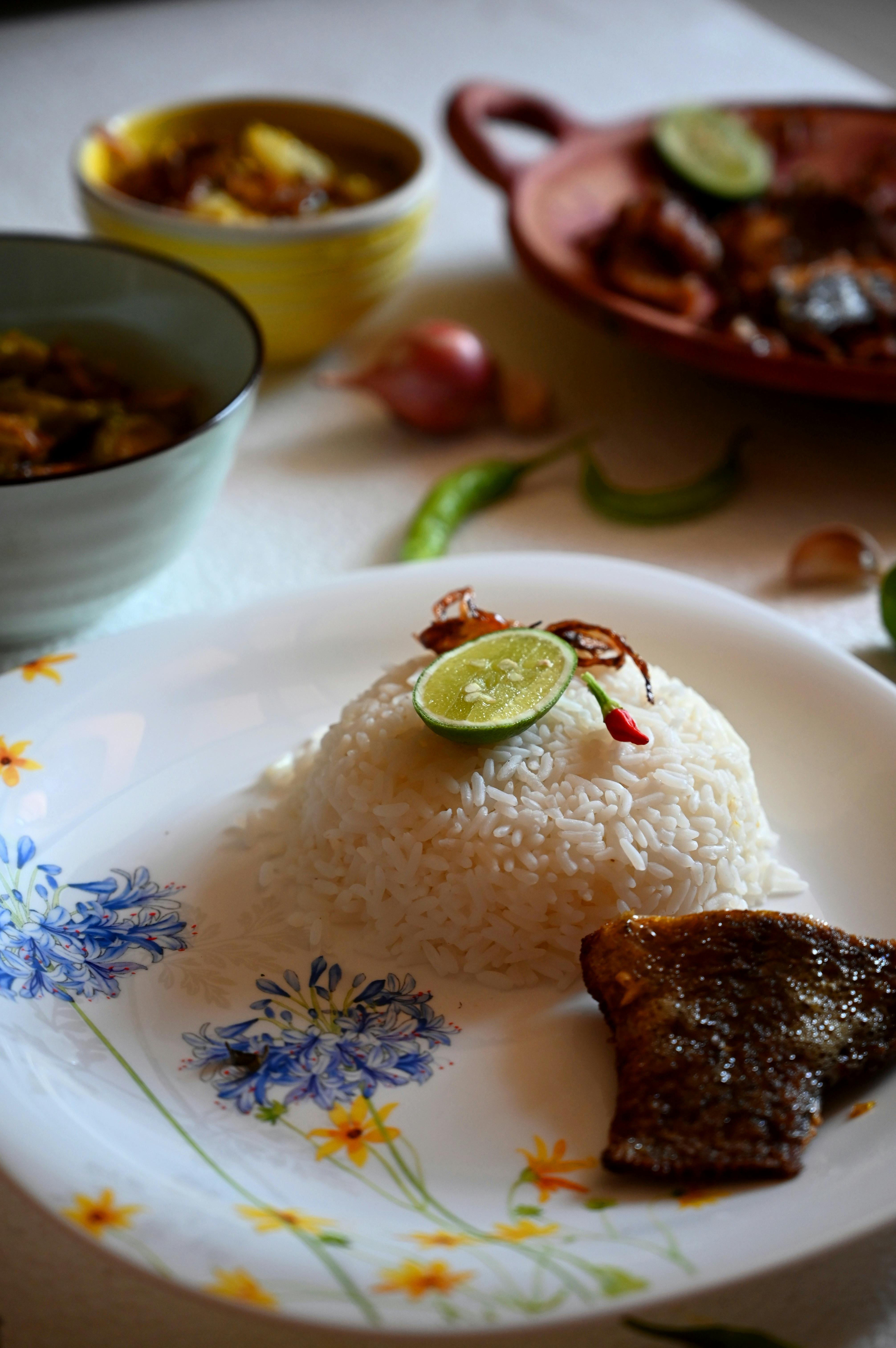 A Cup of Rice in a Ceramic Plate · Free Stock Photo
