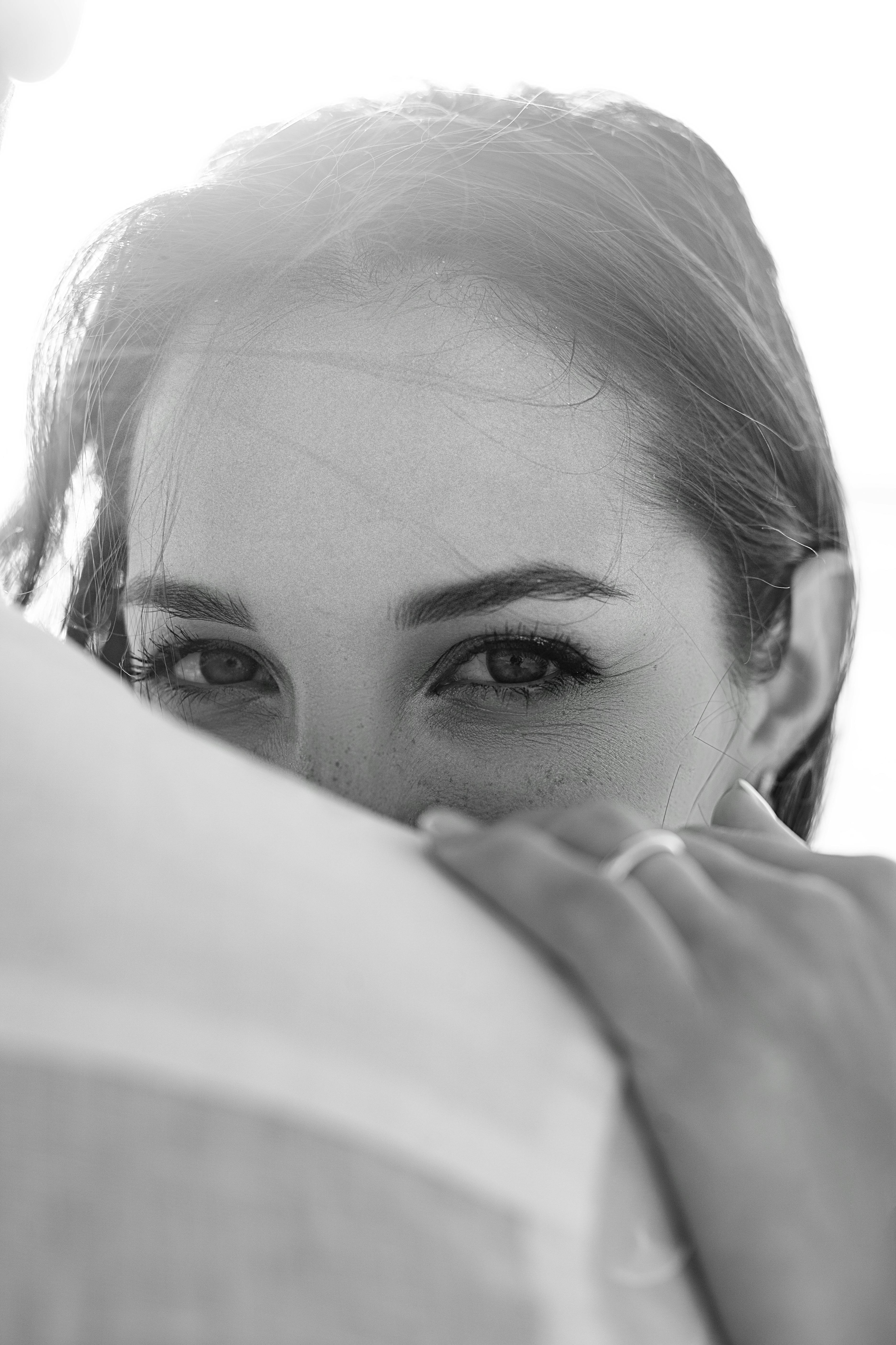 Monochrome Photo Of Girl's Eyes · Free Stock Photo