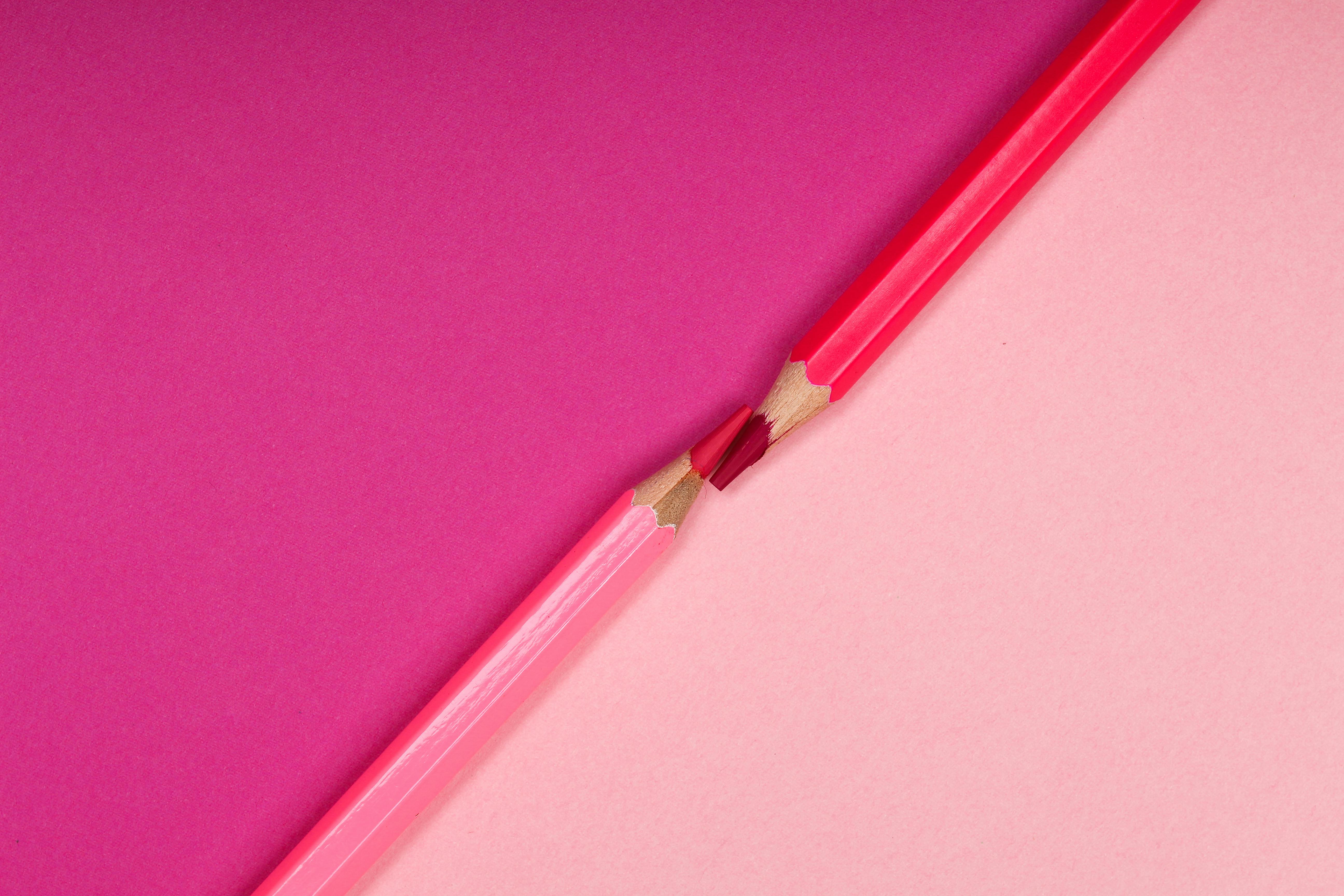 Pink Color Pencils on Pink Surface · Free Stock Photo
