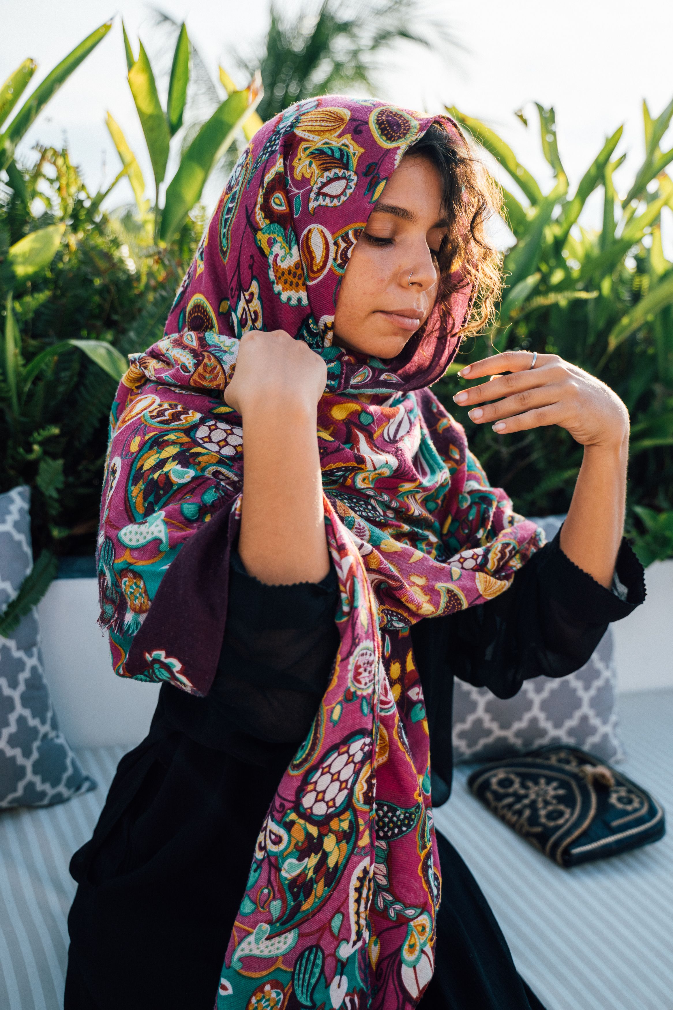 Woman Wearing Colorful Headscarf · Free Stock Photo