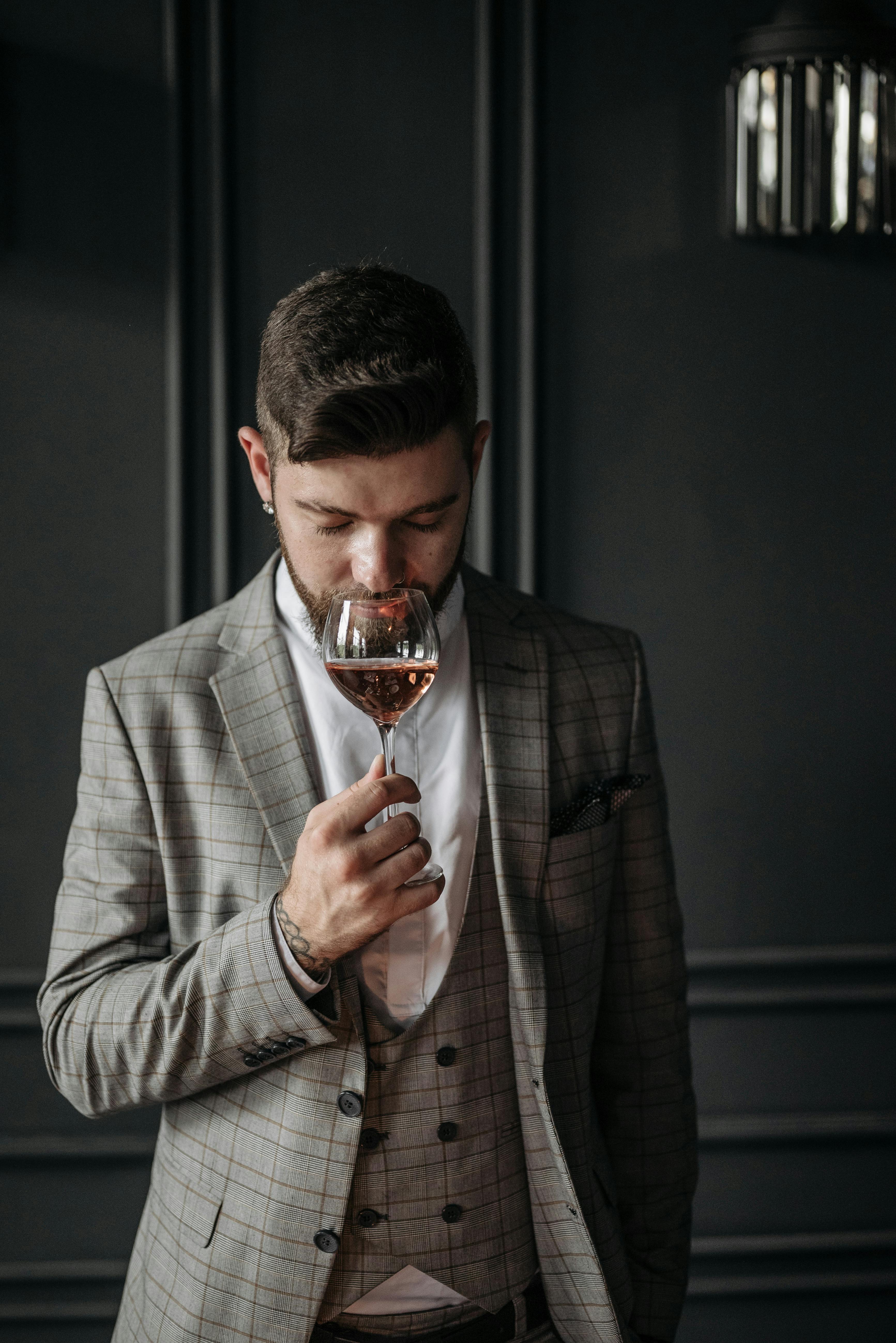 Portrait of Elegant Man Drinking Red Wine · Free Stock Photo