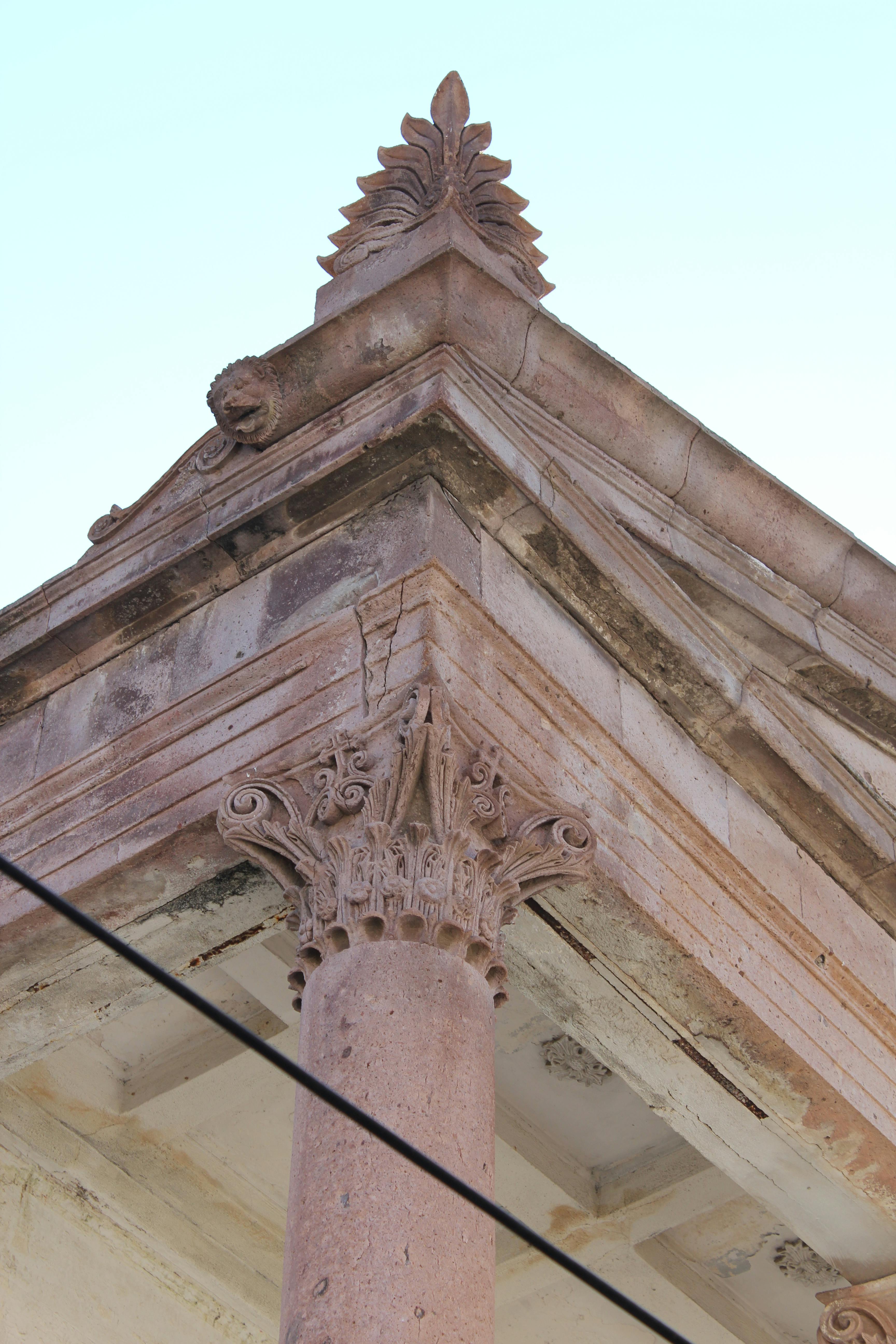 Column and the Roof of a Building in the Roman Architecture Style ...