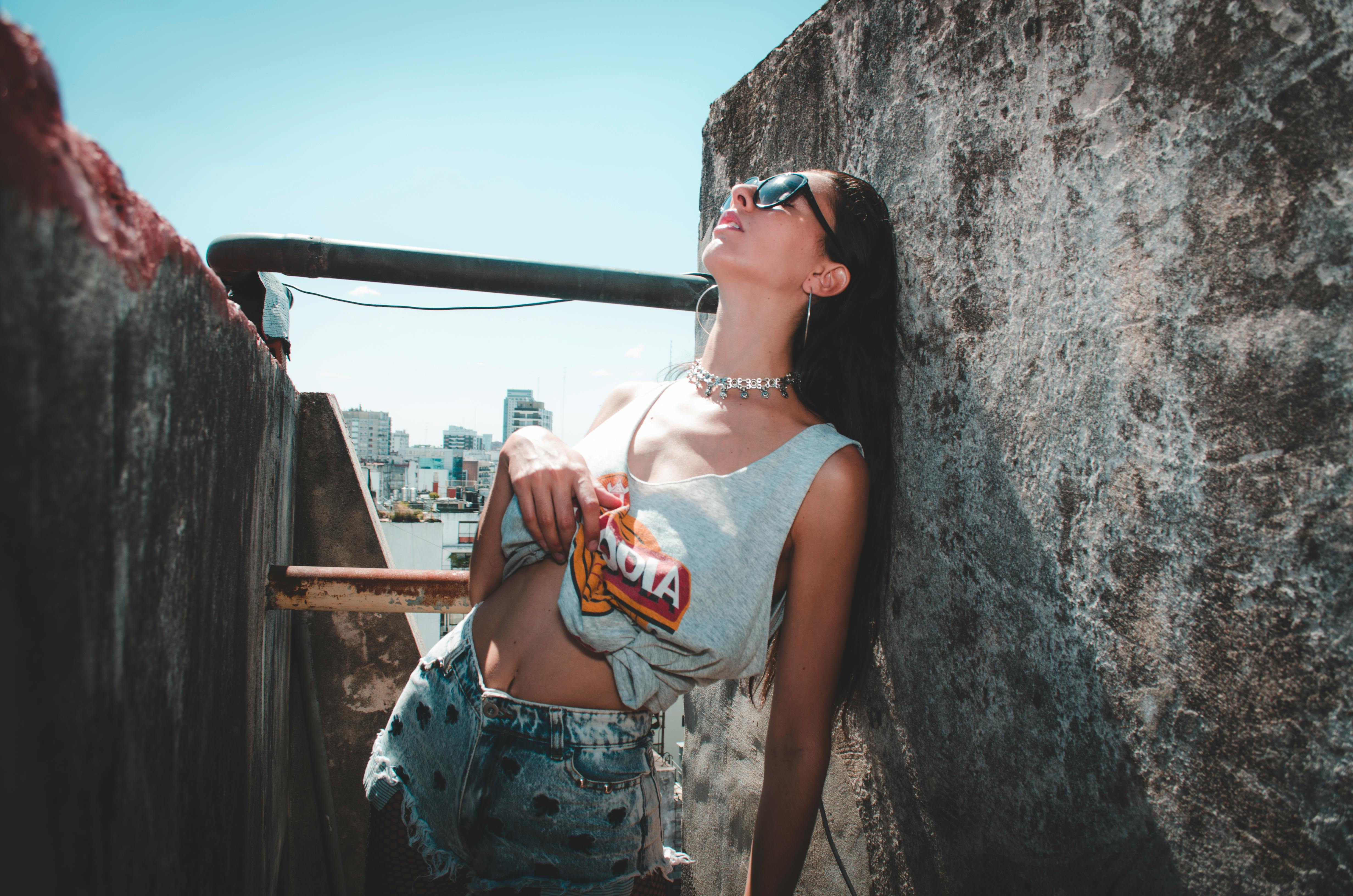 Woman In Striped Dress · Free Stock Photo
