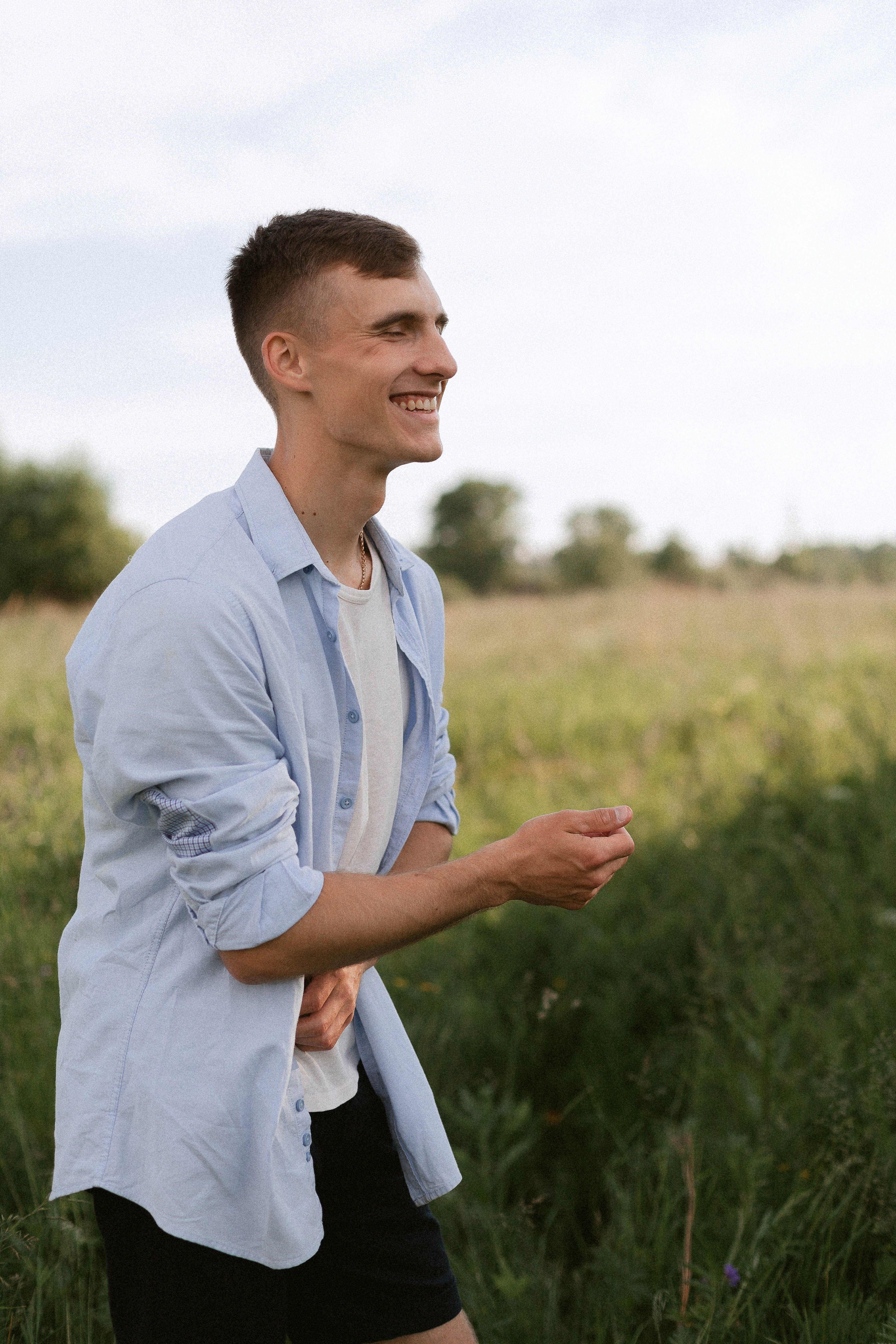 Happy Man wearing Blue Dress Shirt · Free Stock Photo