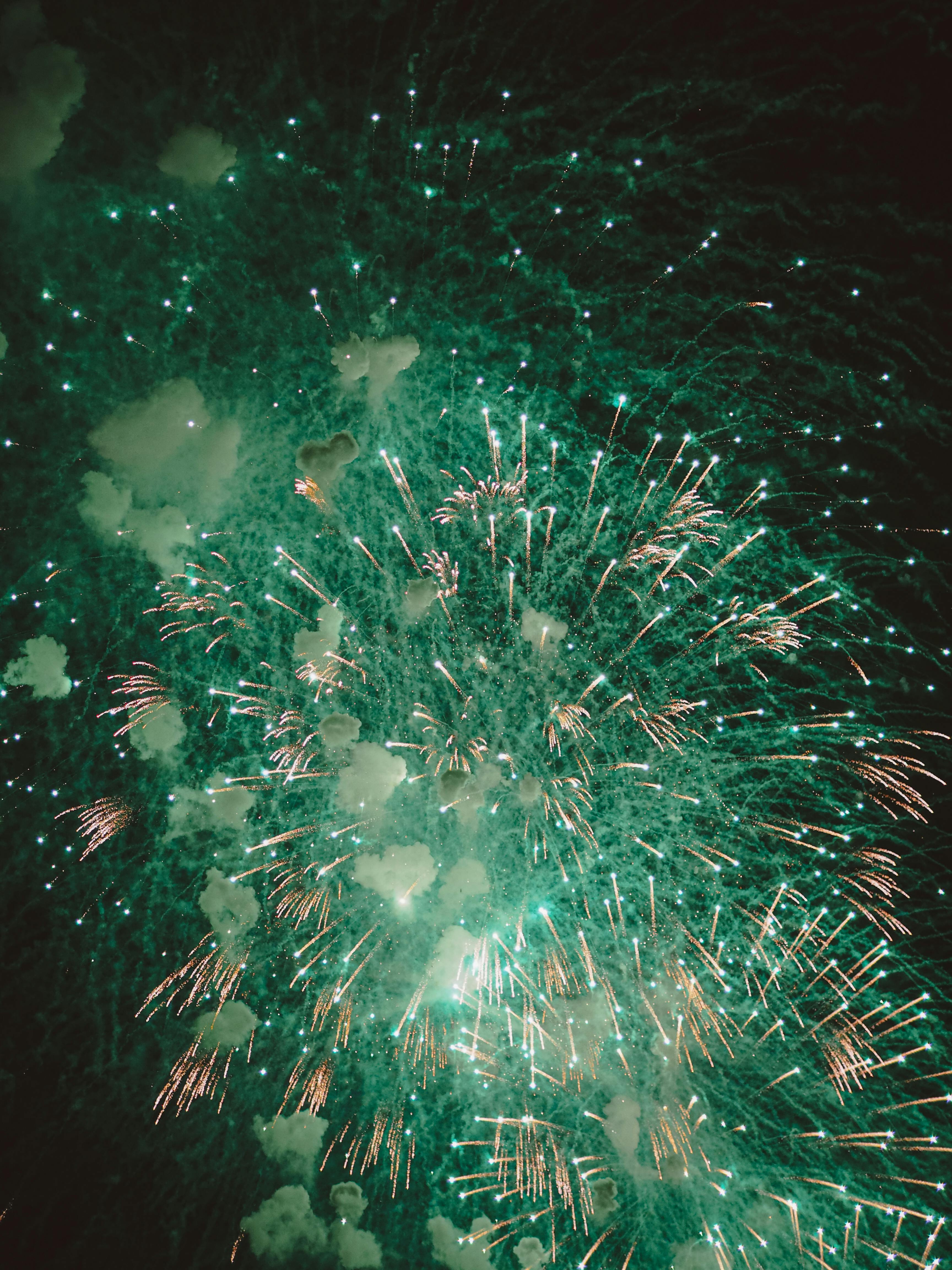 Green Fireworks in the Night Sky · Free Stock Photo