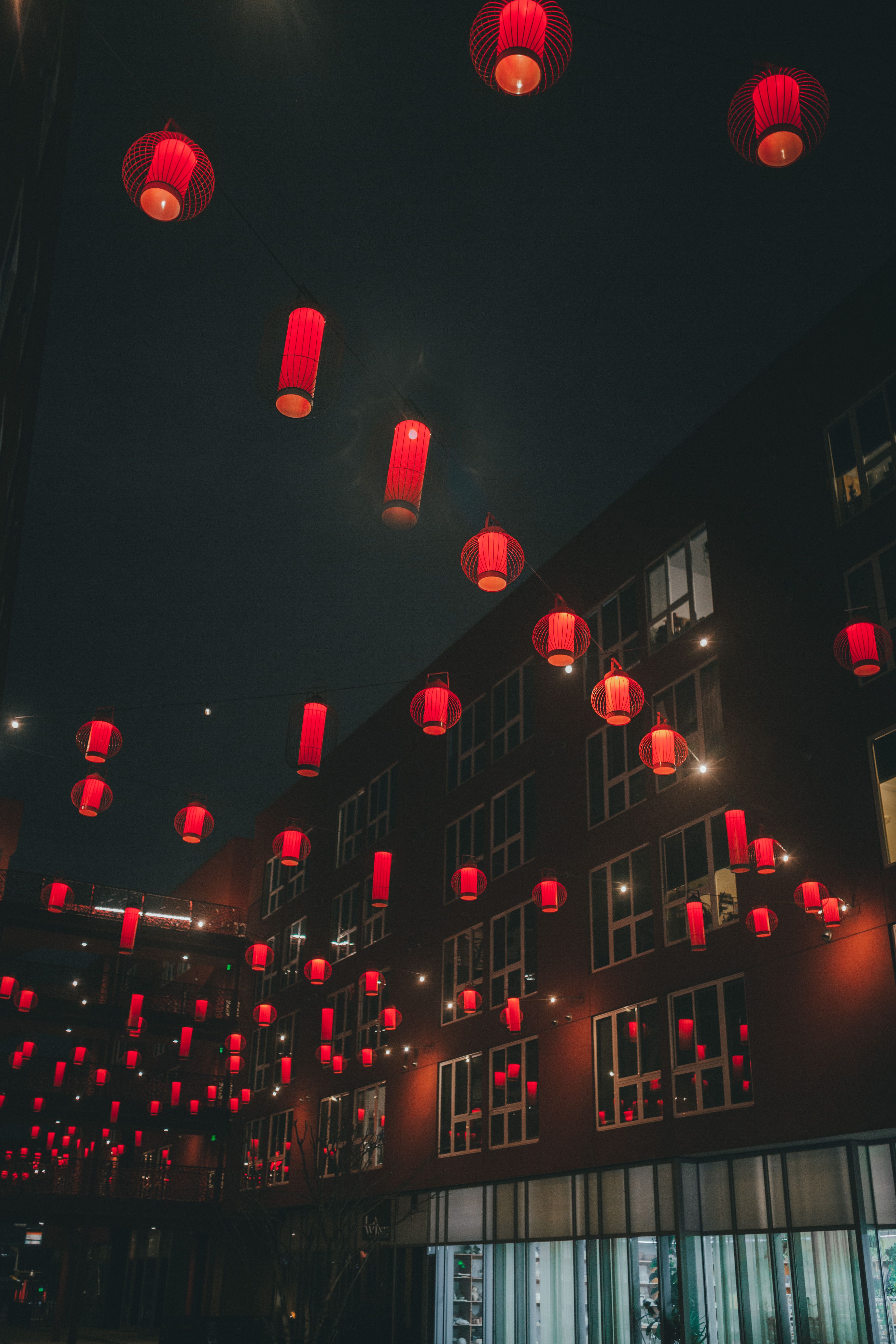Illuminated Paper Lanterns on the Street · Free Stock Photo