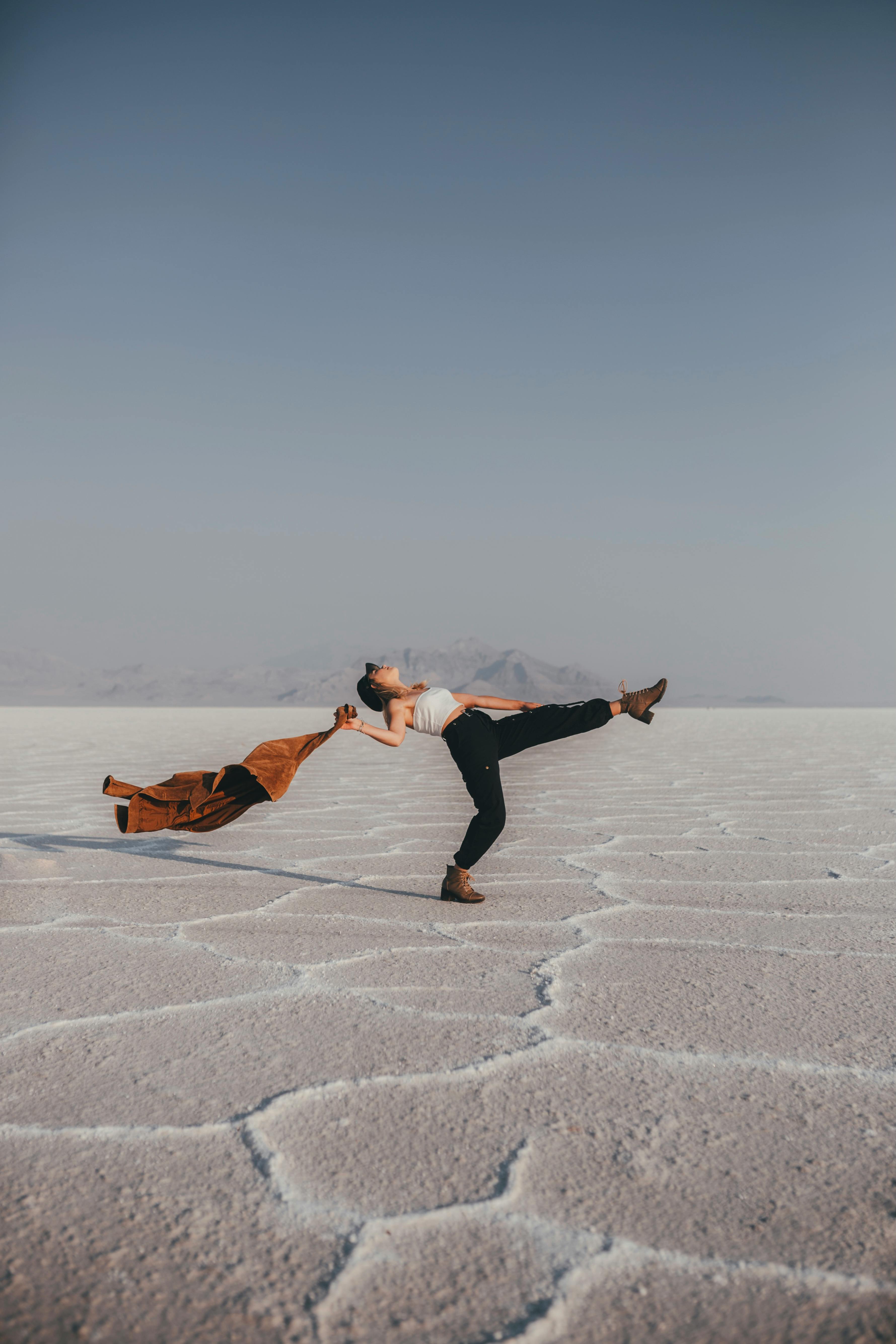 Woman Dancing on Salt Dessert · Free Stock Photo